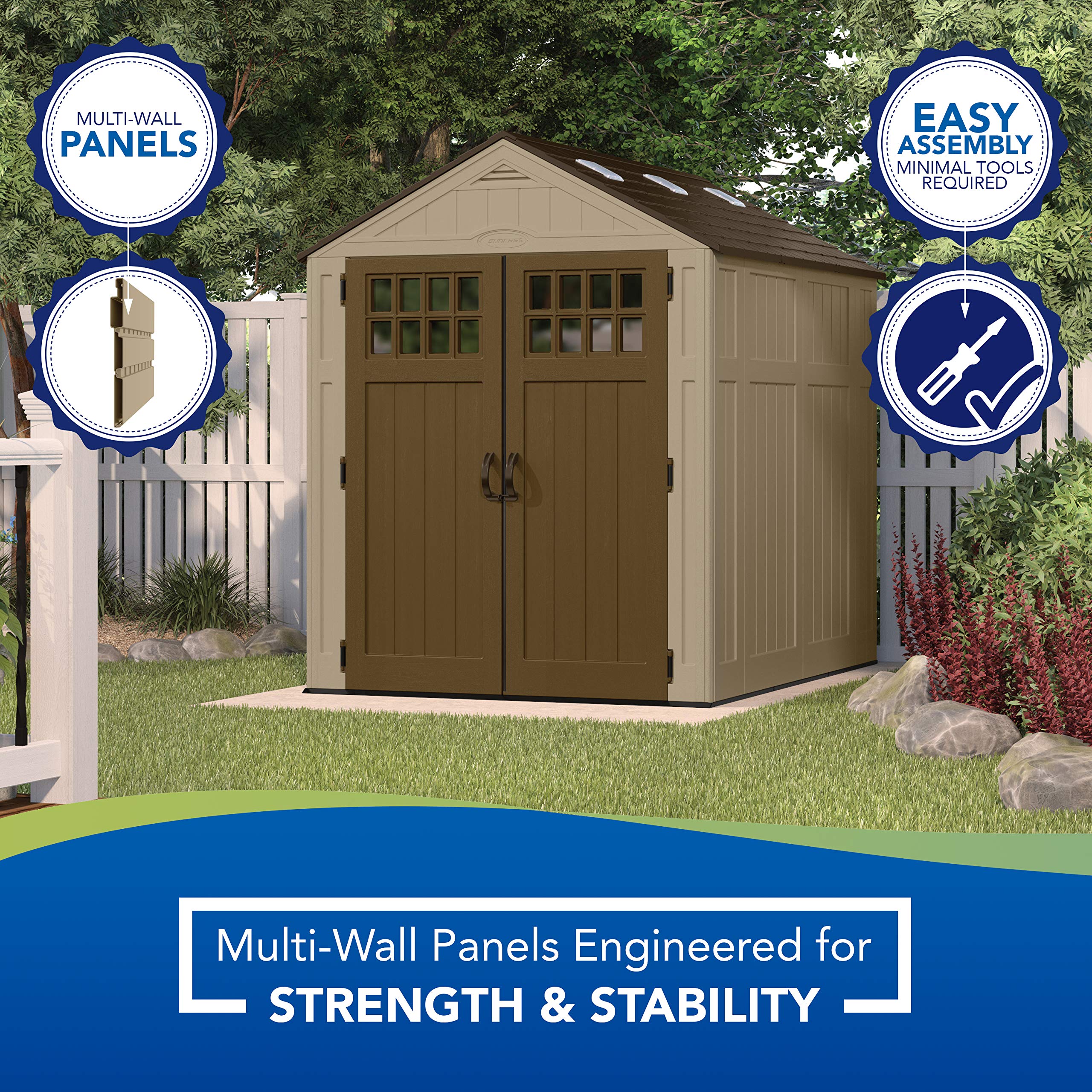 Buy Suncast 6' x 8' Heavy-Duty Resin Storage Shed, Sand Online at ...