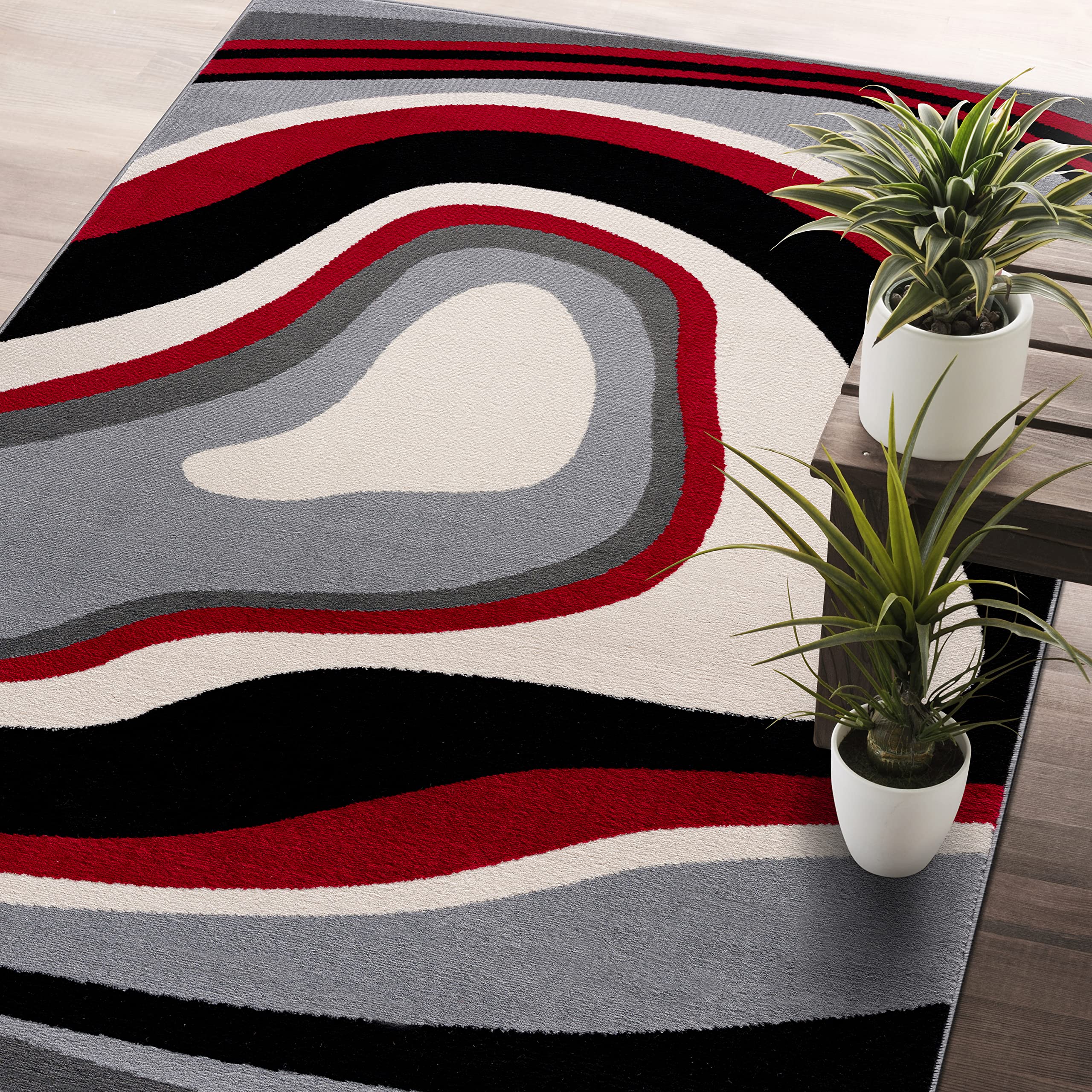 CAMILSON Modern Geometric Area Rug 3'3" x 5', Abstract Geometric Design ...
