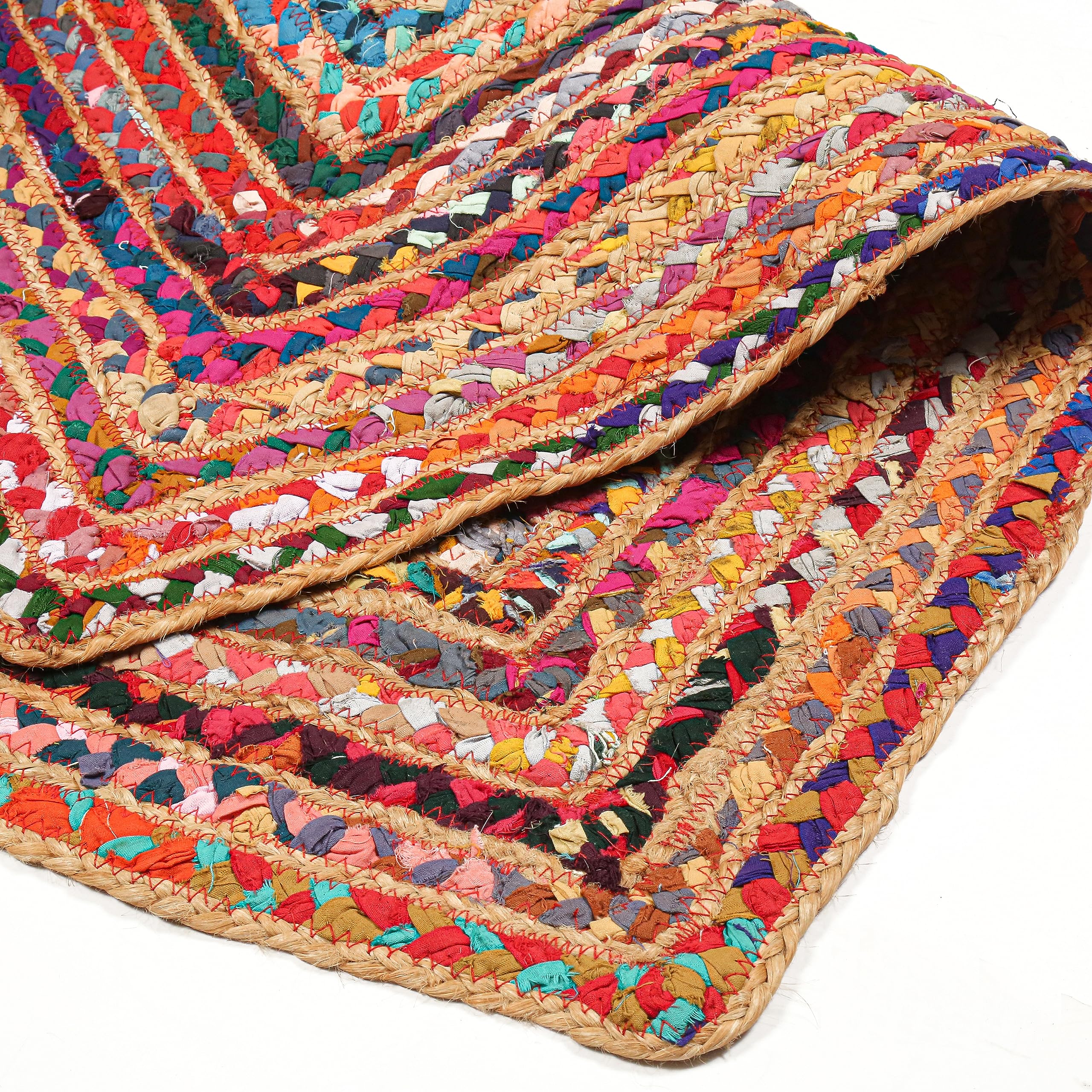 Chindi Braided Rugs 14x16 Feet - Rug Non Slip - Reversible Natural ...