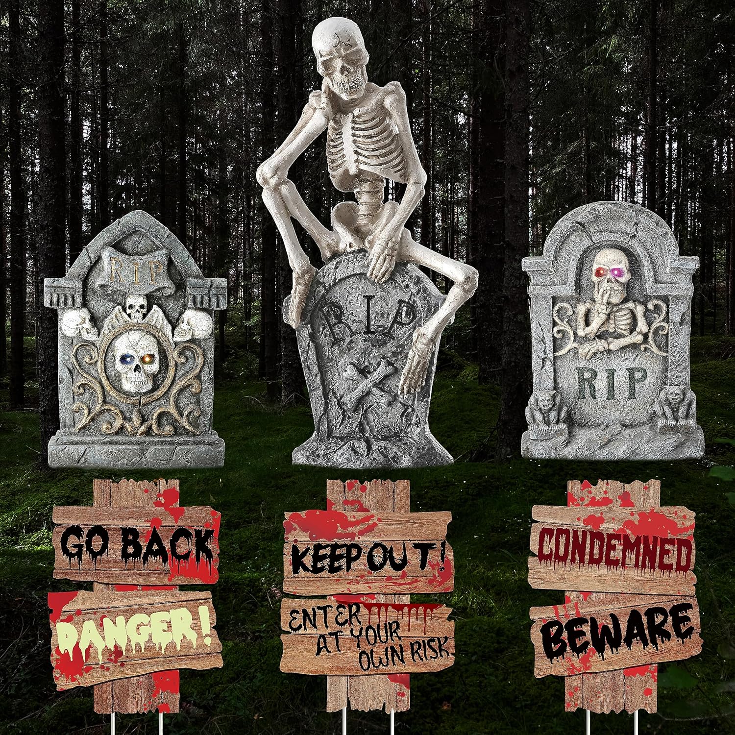 Amazon.com : 6 Styles Halloween Decorations Yard Signs, Skull Rip ...