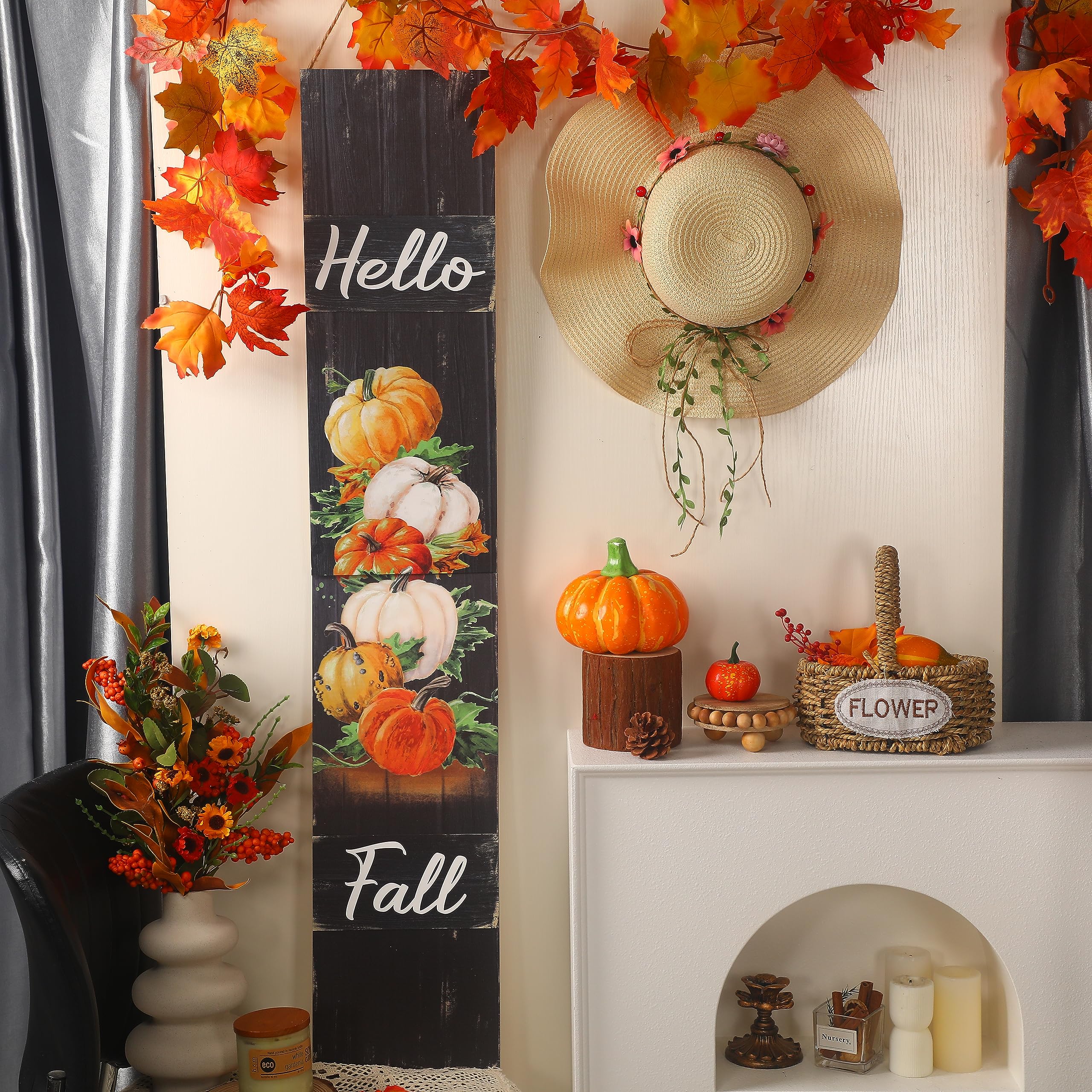 Snapklik.com : Dandat Hello Fall Porch Sign Thanksgiving Autumn Welcome ...