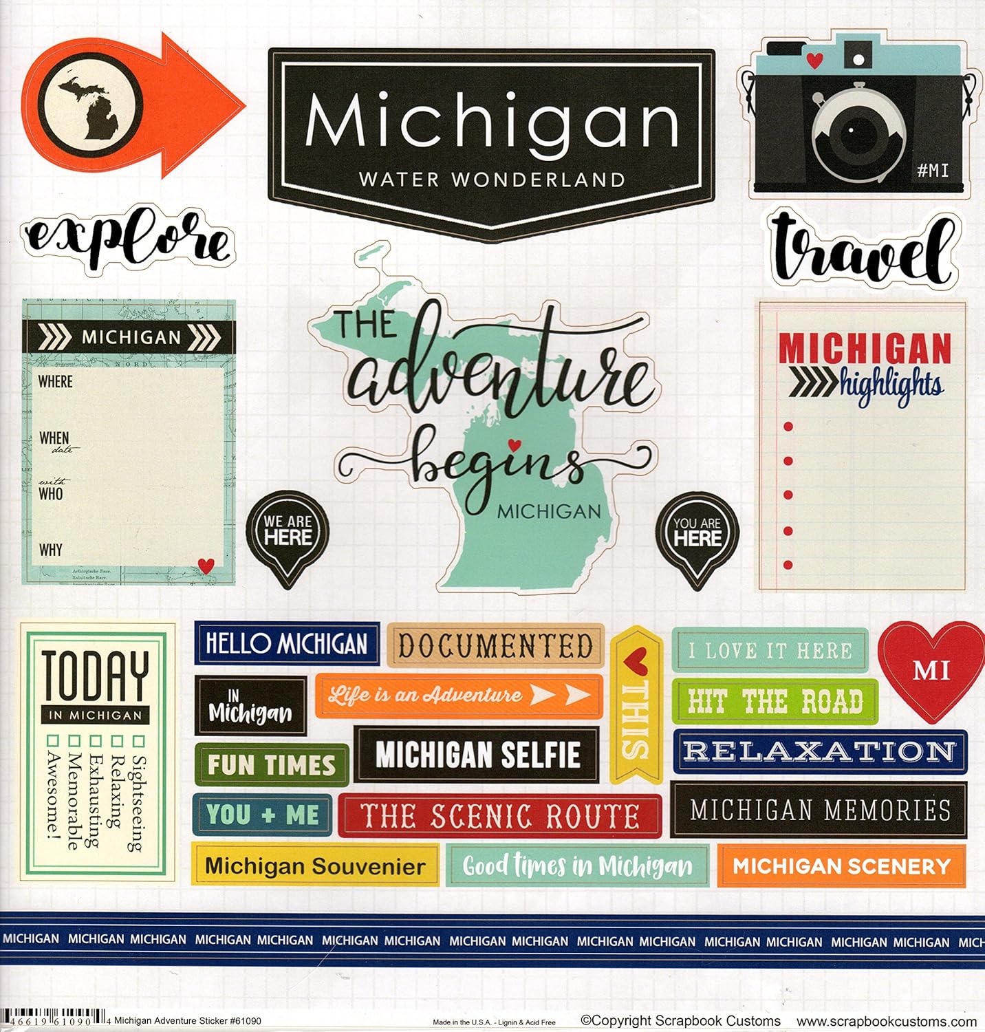 Amazon.com: Michigan Adventure Scrapbook Stickers (61090) : Arts ...