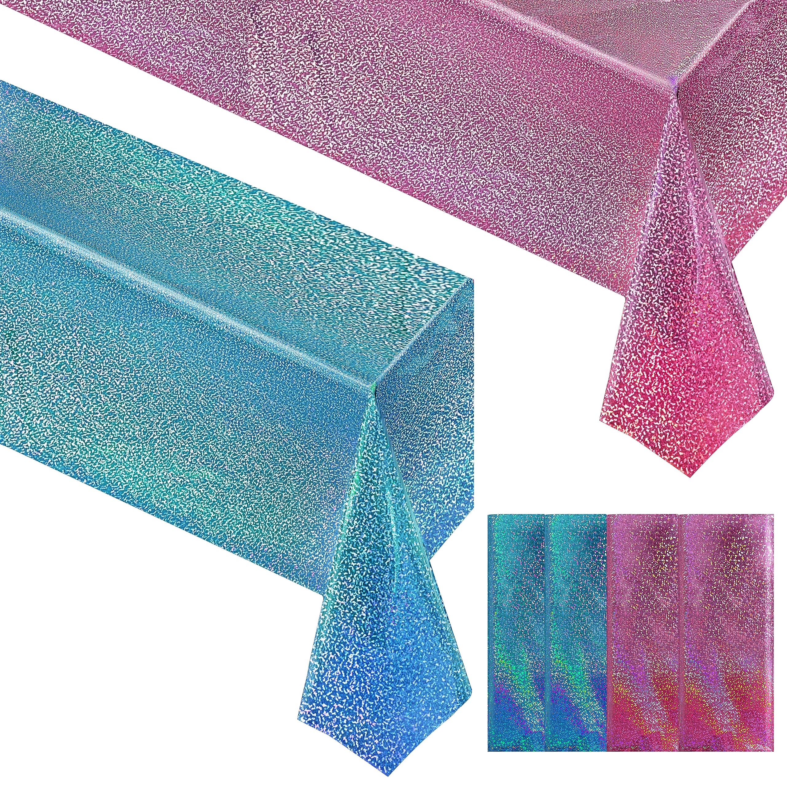 Amazon.com: 4 Pcs Pink&Blue Holographic Laser Tablecloths Iridescence ...