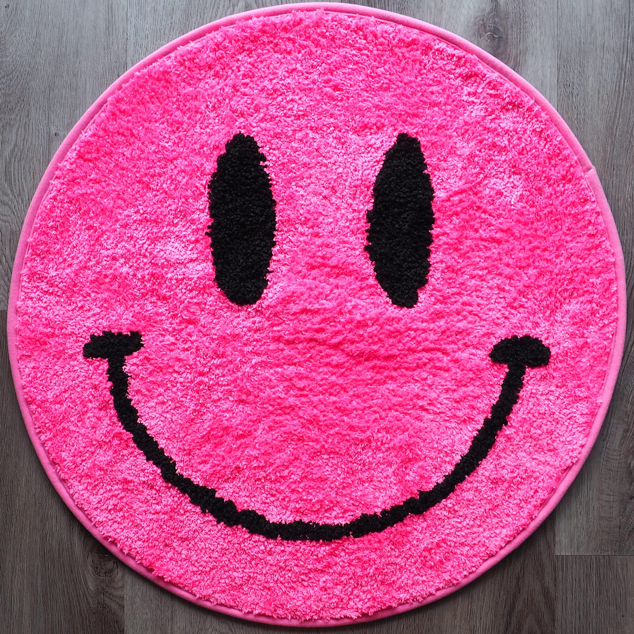 Amazon.com: Haull Smile Face Pink Bathroom Rugs 24 Inch Round Cute Bath ...