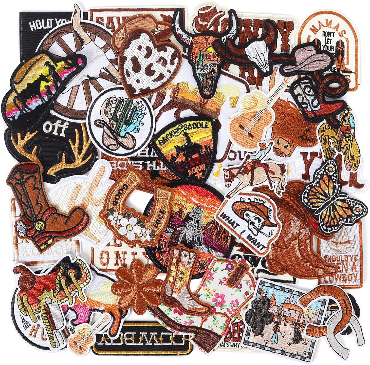 Amazon.com: Western Embroidered Iron On Patches for Hats: Meneng 45Pcs ...