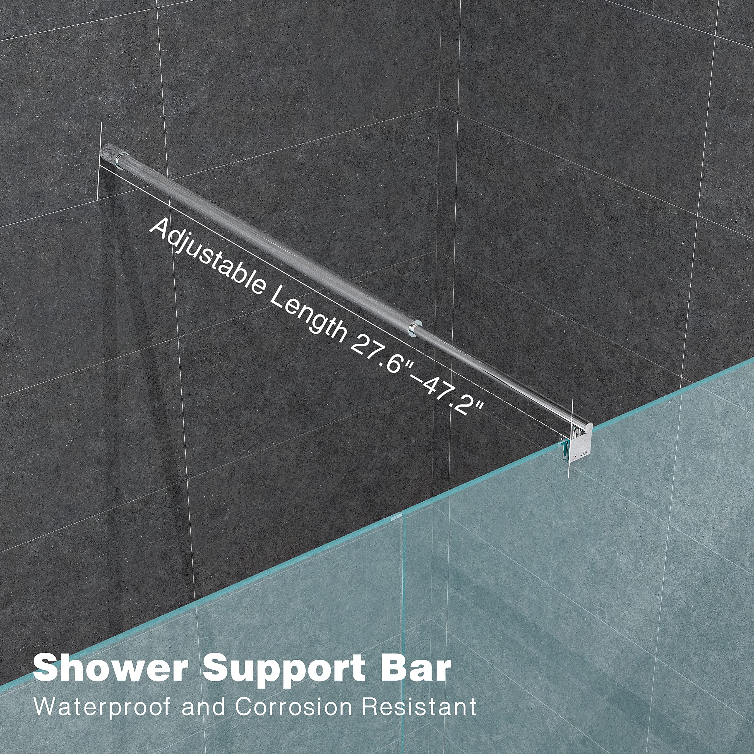 Snapklik.com : Shower Door Glass Support Bar,27.6 To 47.2 Shower Screen ...