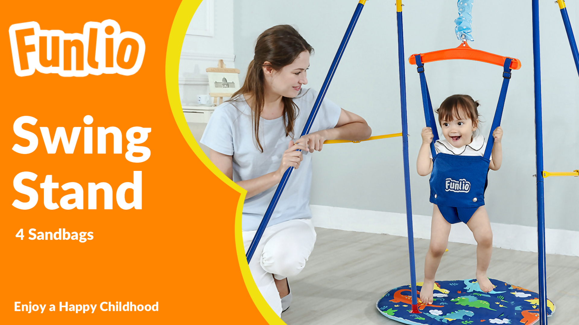 Watch FUNLIO Foldable Swing Stand for Kids with 4 Sandbags on Amazon Live