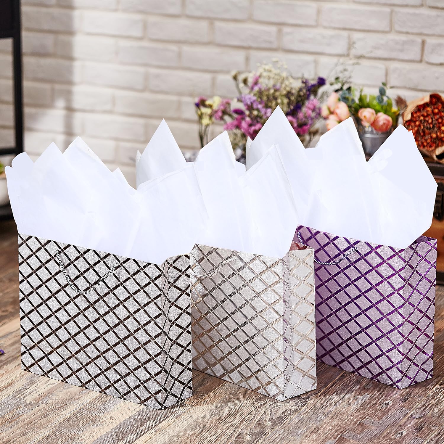 Amazon.com: MyGift Set of 3 All Occasion Medium Size Gift Bags with ...