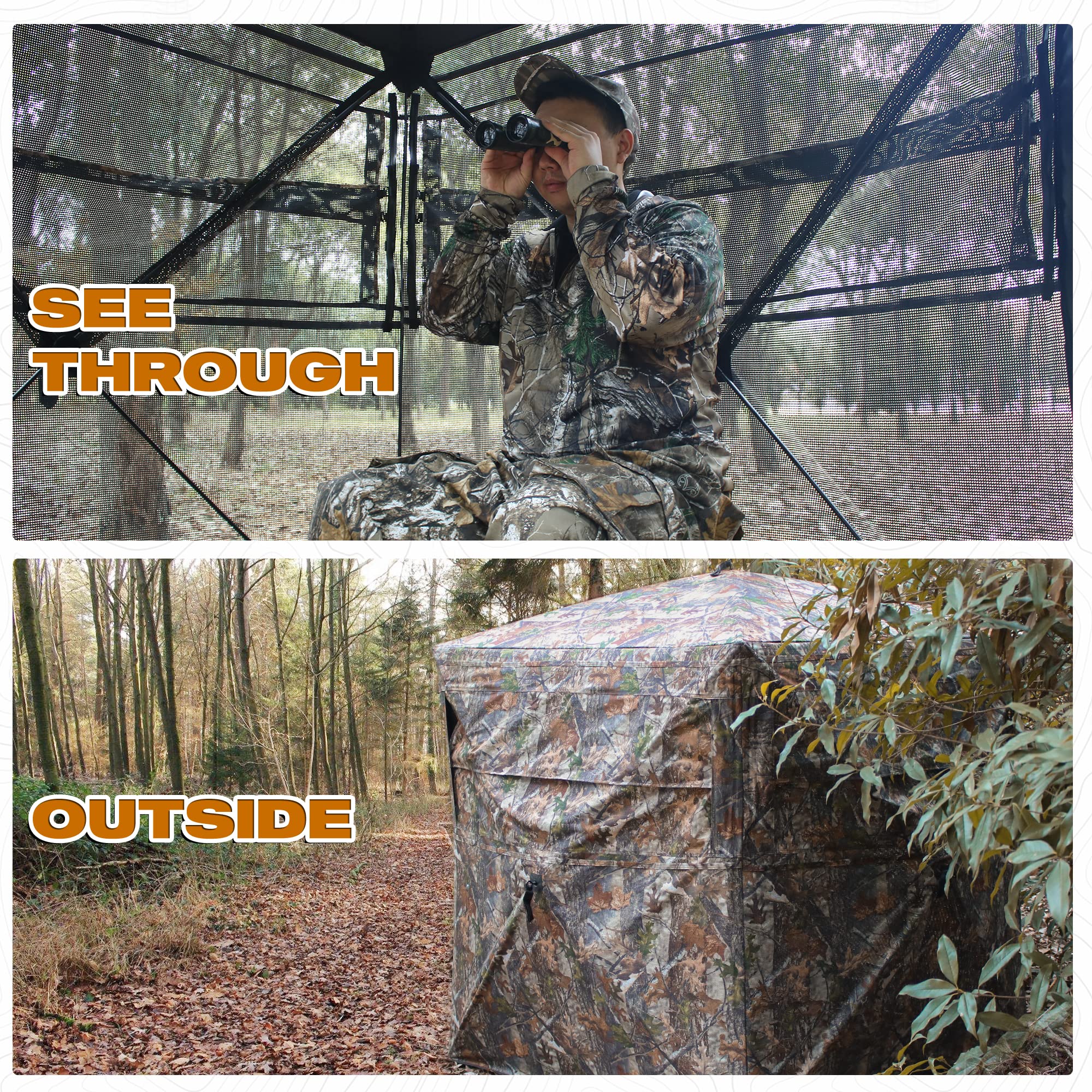 HUNT MONSTER 270 Degree See Through Hunting Blind, Pop up Ground Blinds ...