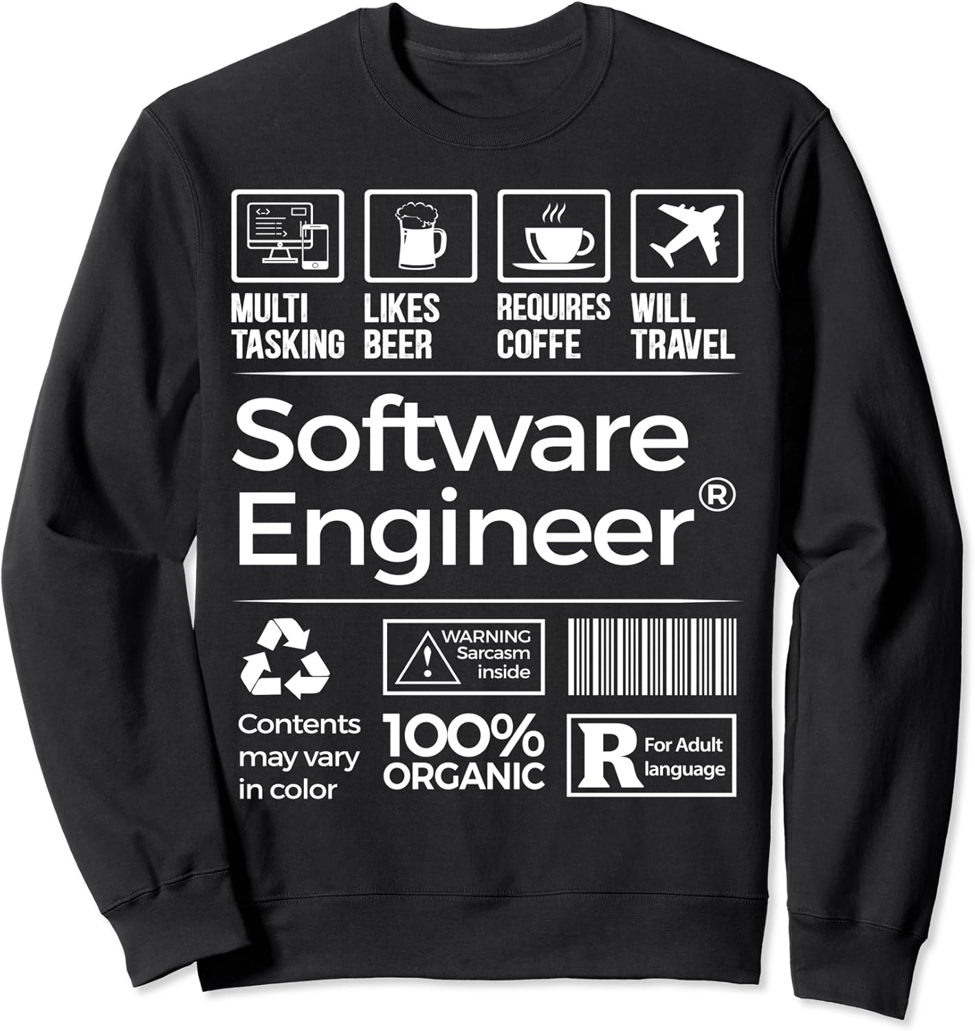 Coding Programmer Novelty SOFTWARE ENGINEER Sweatshirt : Amazon.co.uk ...