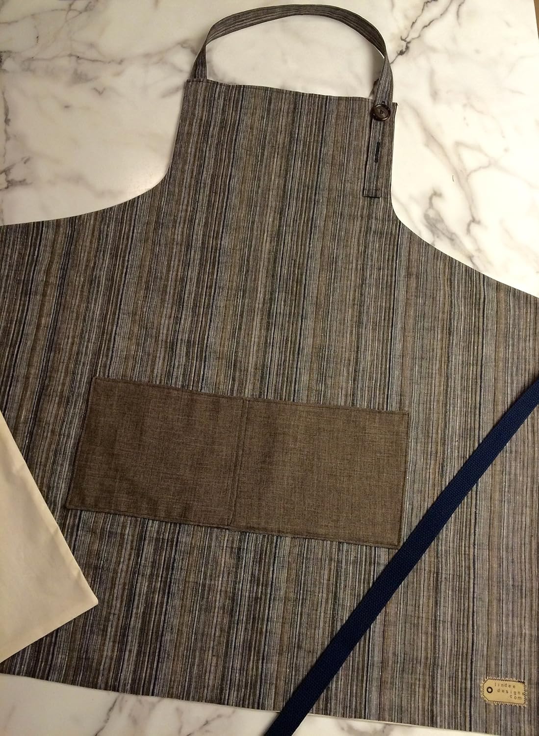 Amazon.com: Navy and Brown Linen/Cotton Adult Lined Apron : Home & Kitchen