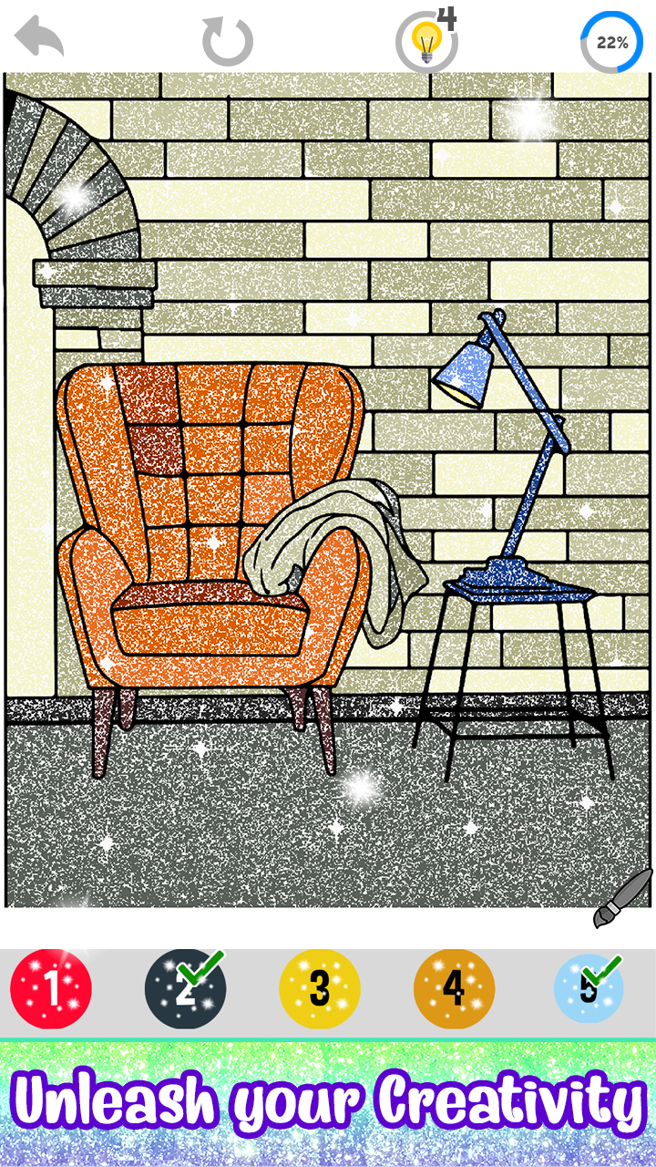 Furniture Color By Number - House Interior Glitter Painting:Amazon.com ...