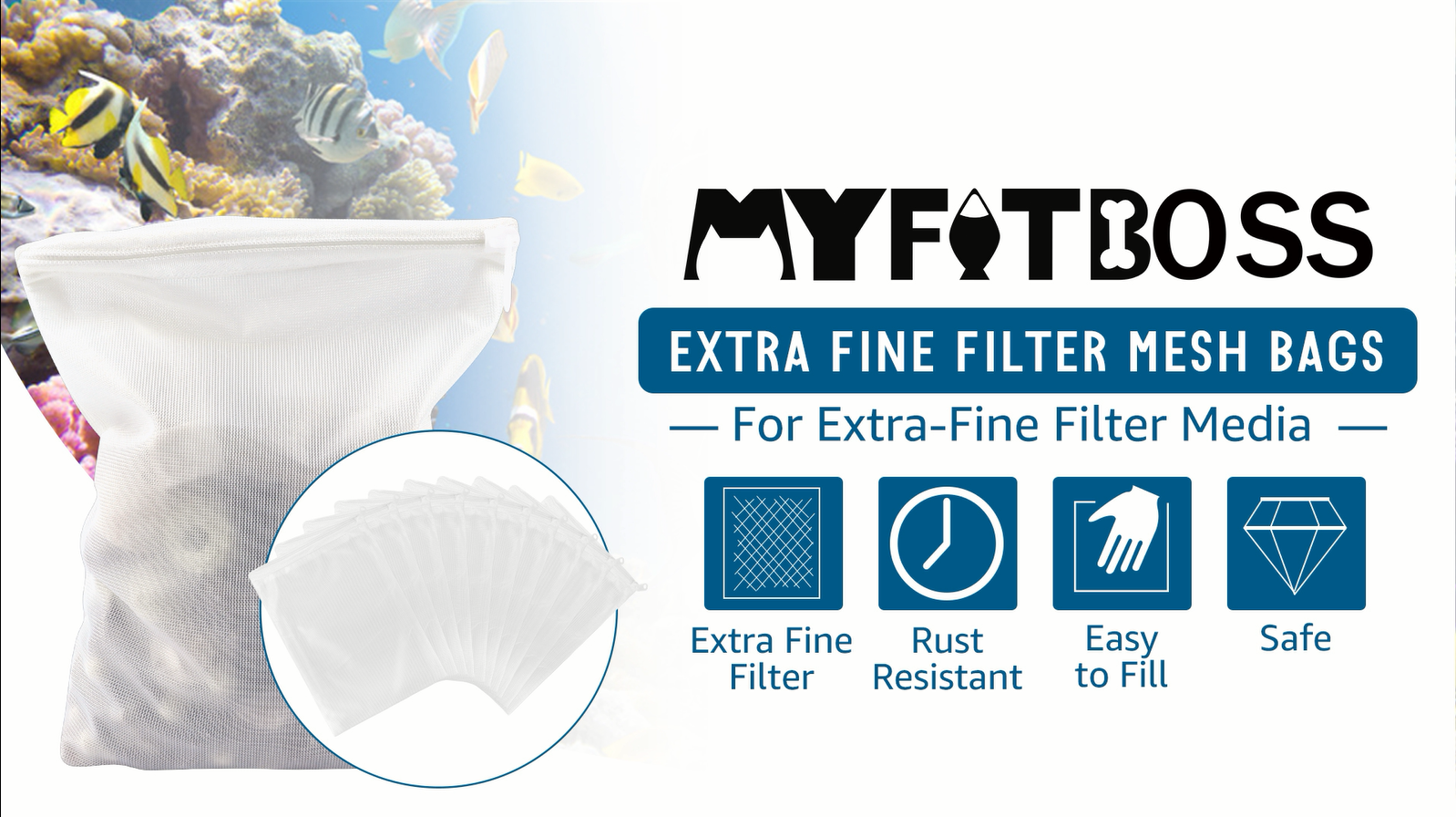 Watch MyfatBOSS 10PCS Aquarium Filter Media Bags Extra Fine Bags on Amazon Live