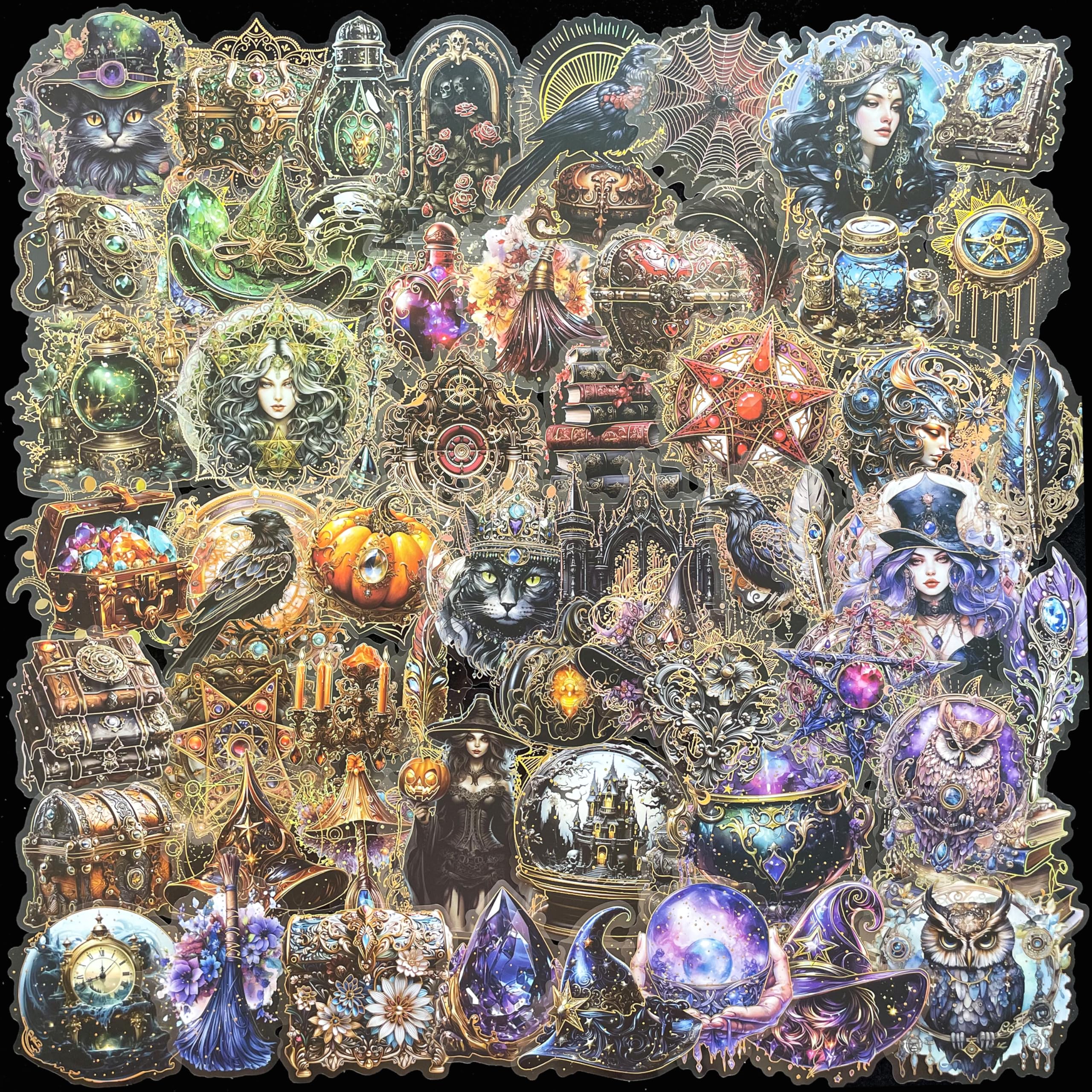 Amazon.com: Yoksas Vintage Gold Foil Holographic Magic Gothic Witchy ...