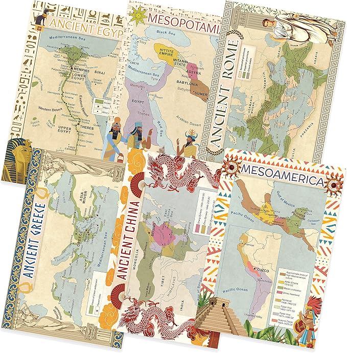 Amazon.com: Quarterhouse Ancient Civilizations Poster Set, Social ...