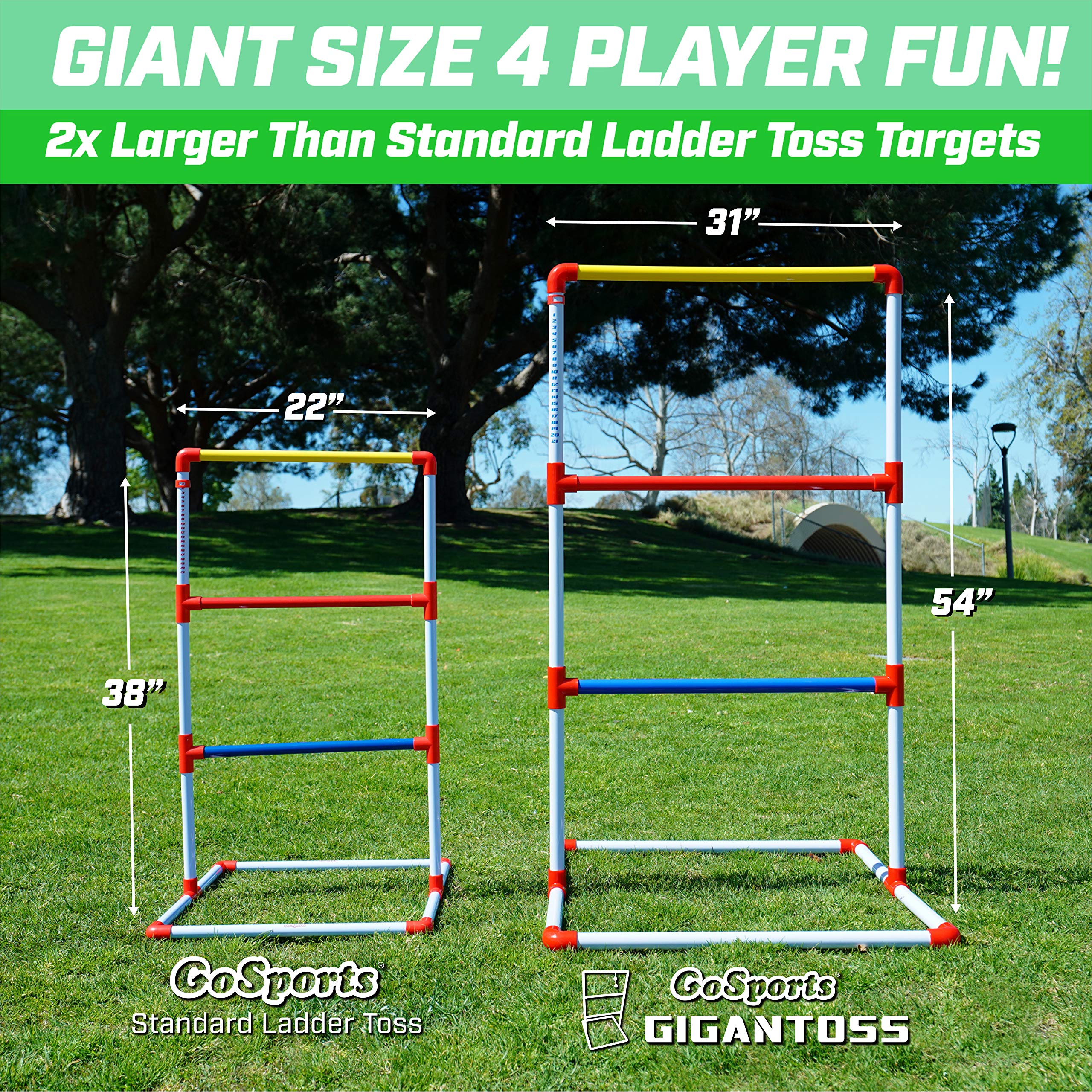 GoSports Premium Ladder Toss Outdoor Game Set with 6 Bolo Balls, Travel ...