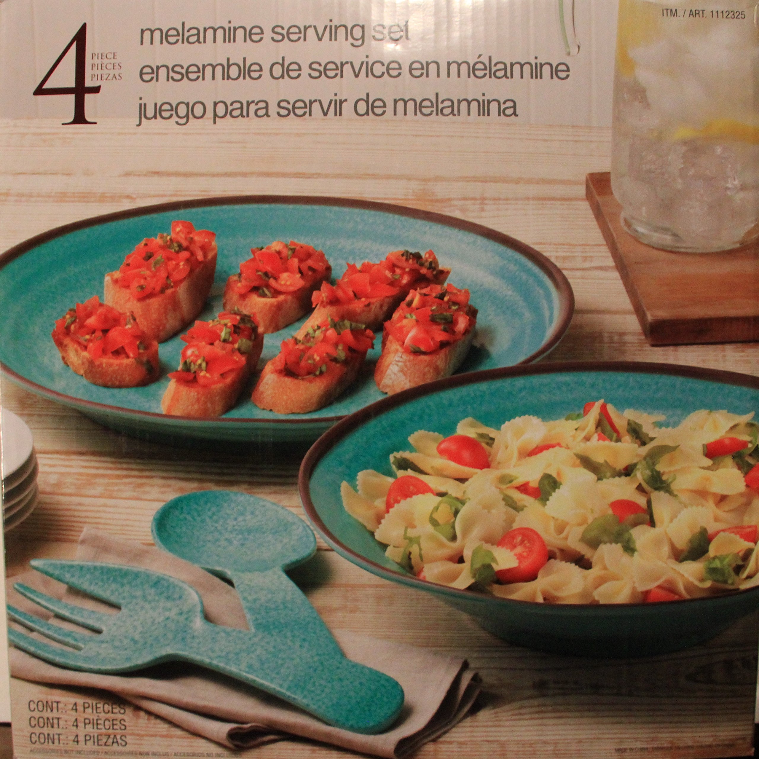 Amazon.com | Four Piece Melamine Serving Set - Turquoise - Platter ...