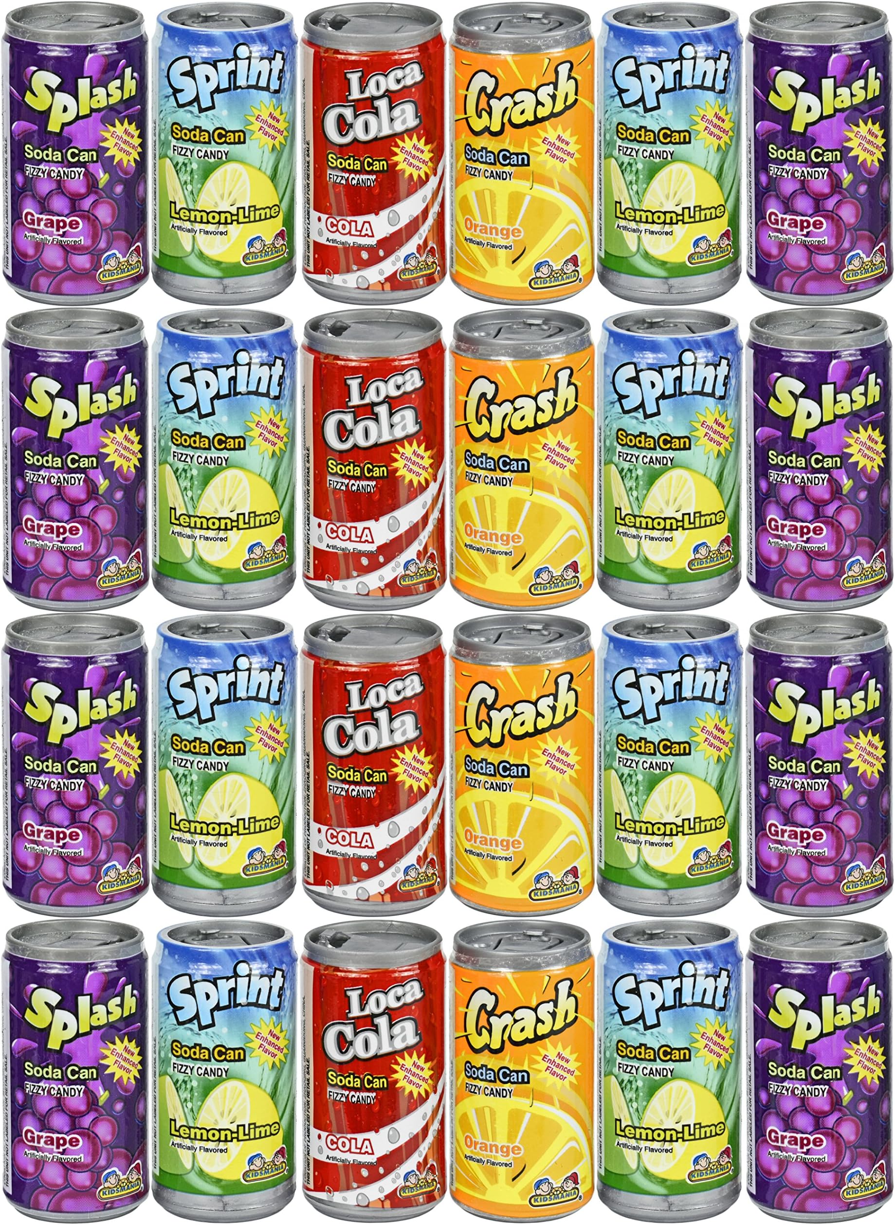 Amazon.com : Kidsmania Soda Can Fizzy Candy 72 Can Variety Pack ...