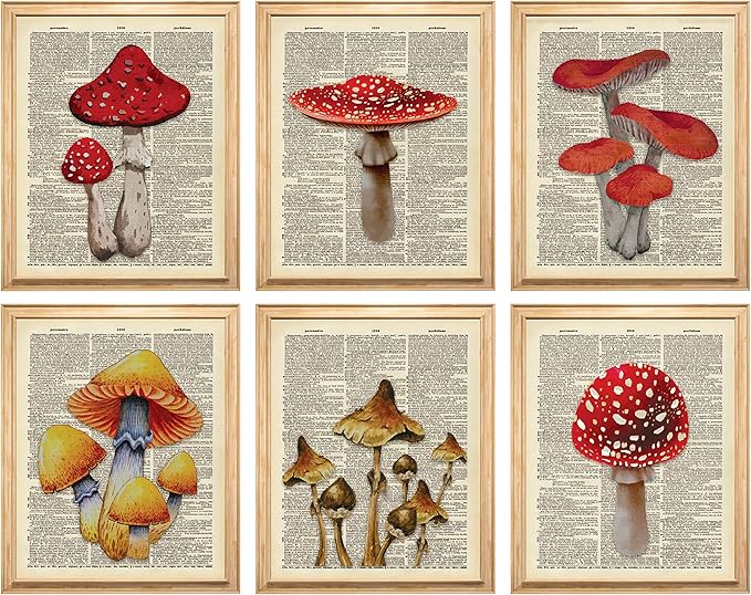 Amazon.com: 97 Decor Vintage Mushroom Poster - Mushroom Wall Decor ...