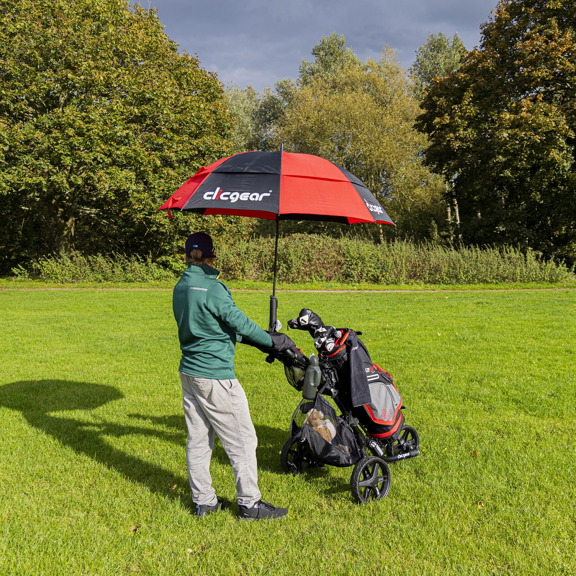 Snapklik.com : UV 68 Inch Dual Canopy Golf Umbrella Black