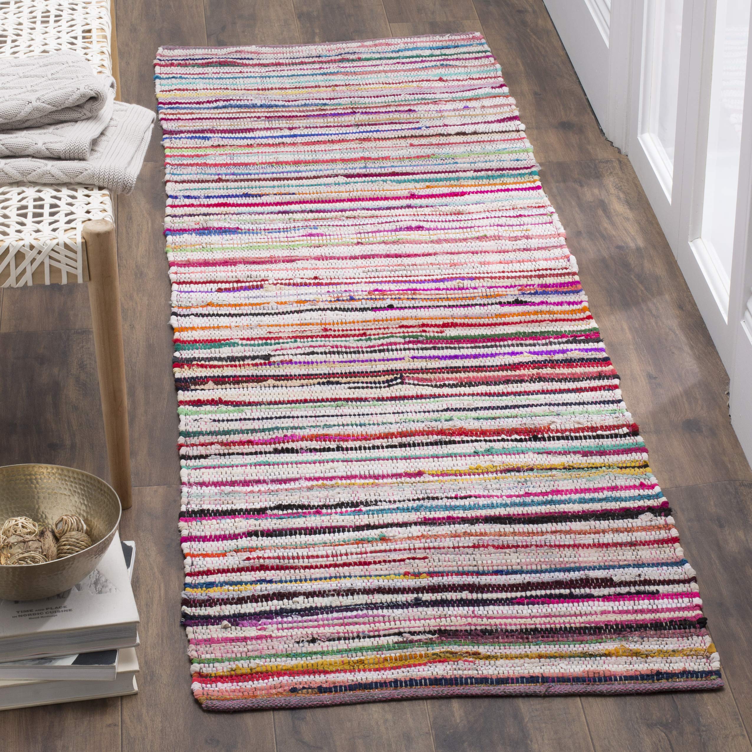 Amazon.com: SAFAVIEH Rag Rug Collection Runner Rug - 2'3" x 9', Ivory ...