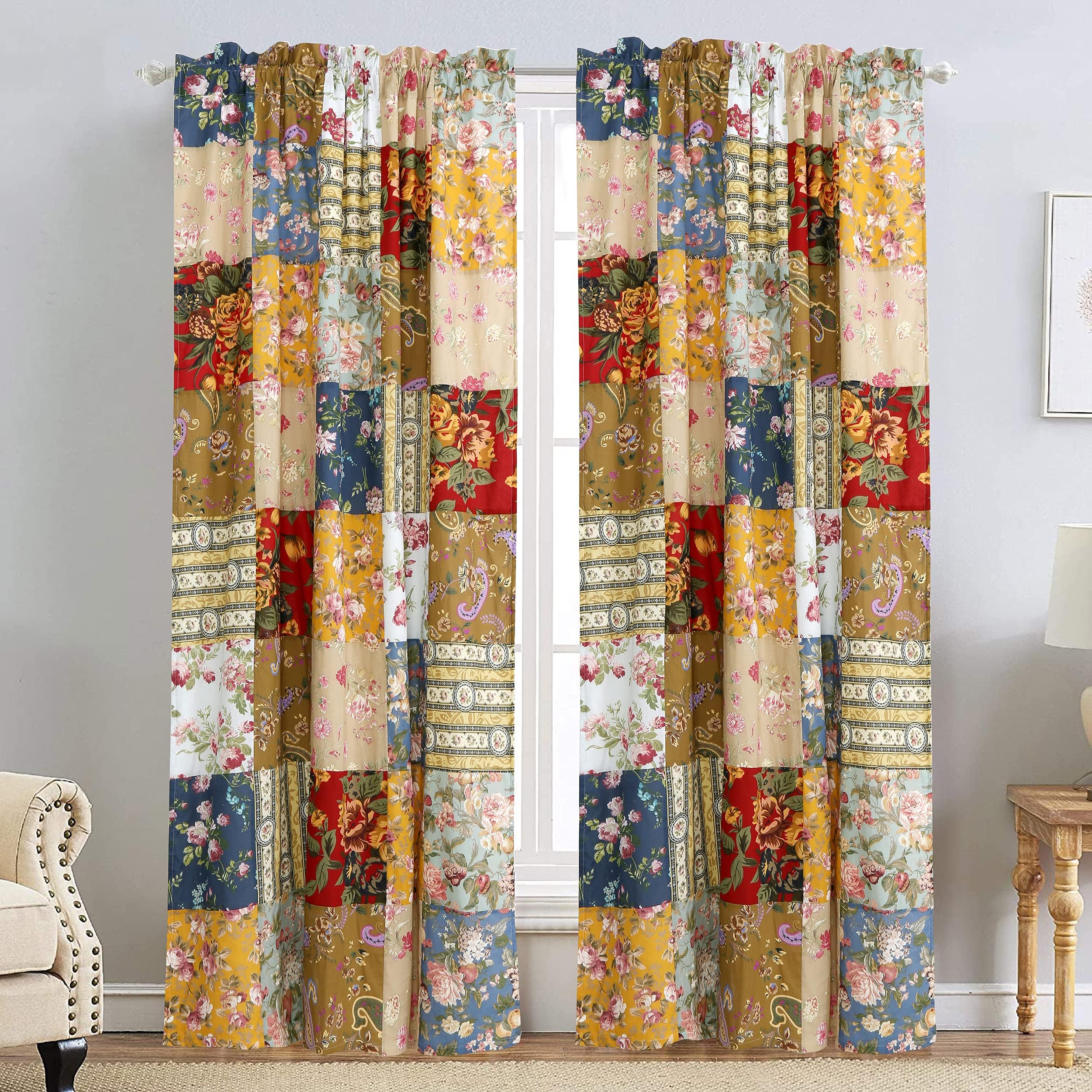 Amazon.com: Greenland Home Blooming Prairie Patchwork Drapery Set 84w X ...