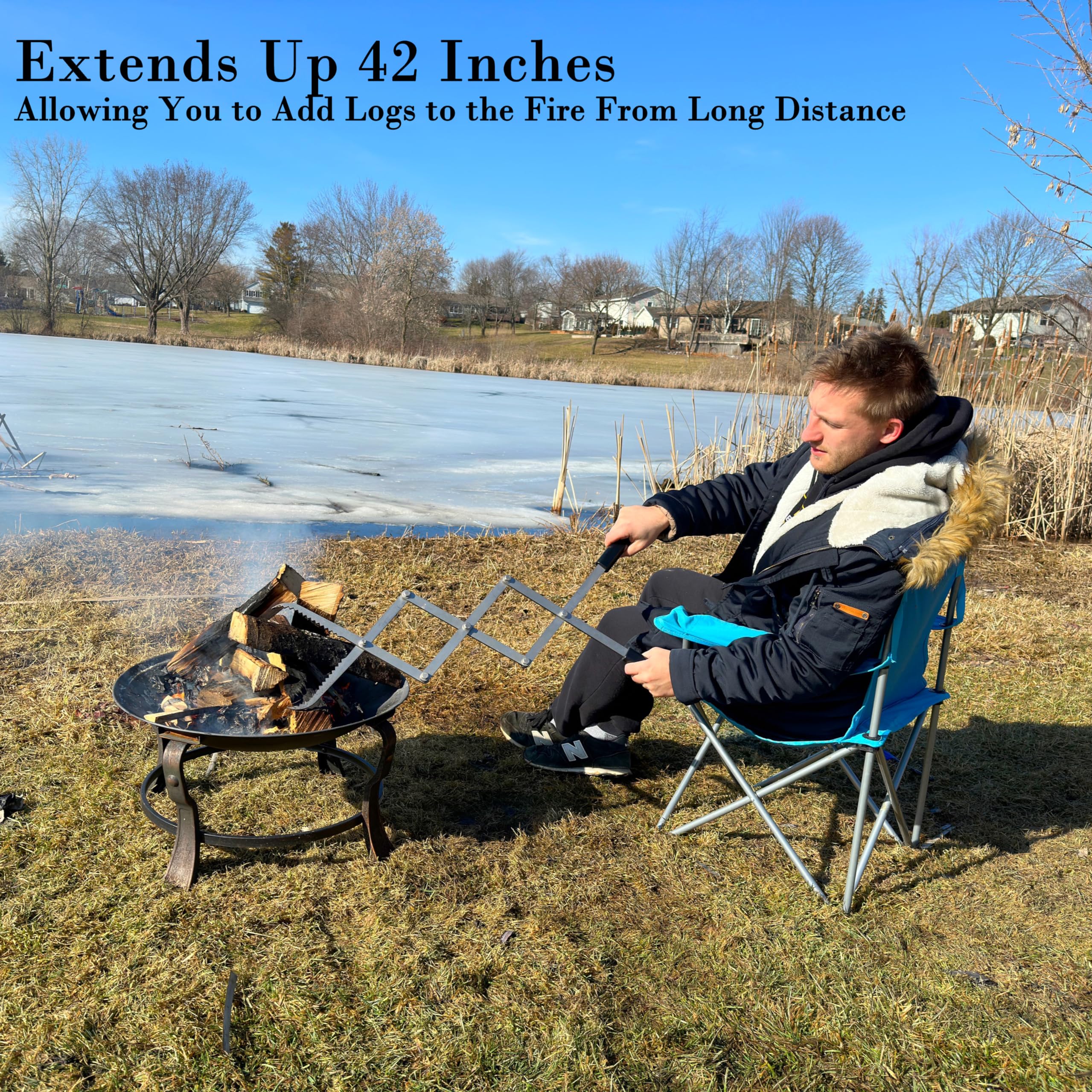 Snapklik.com : Fire Tongs Stainless Steel, 42in Heavy Duty Accordion ...