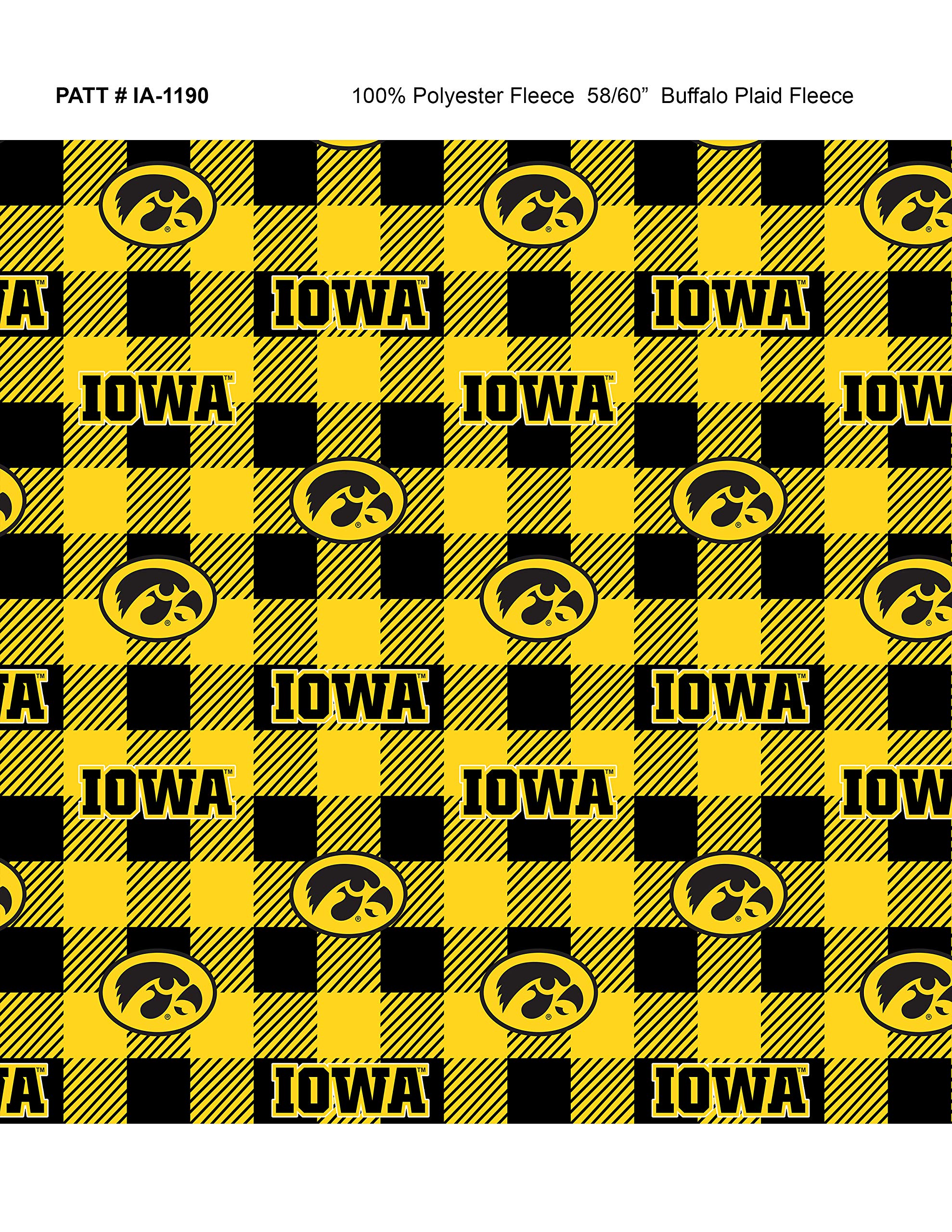 Amazon.com: SYKEL ENTERPRISES University of Iowa Fleece Blanket Fabric ...
