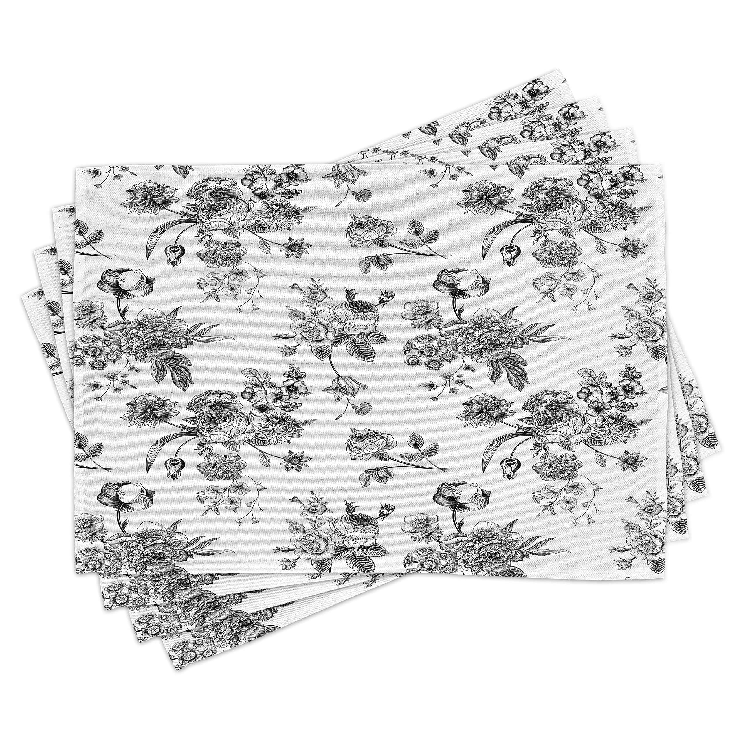 Amazon.com: Ambesonne Black and White Place Mats Set of 8, Vintage ...