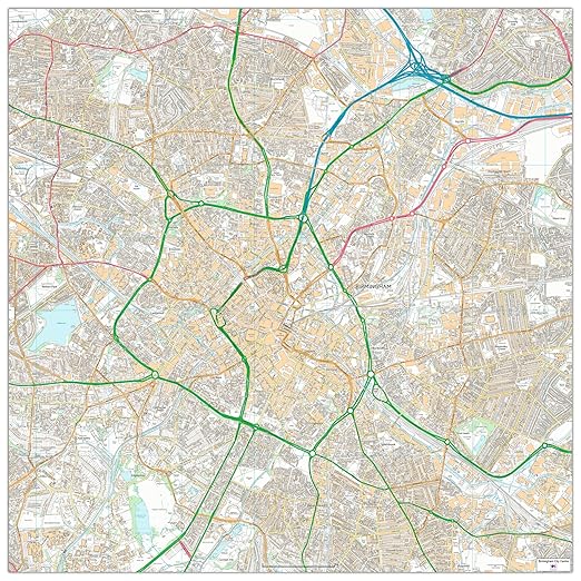 Birmingham Street Map 10k x 10k - 155 x 155 cm (APPROX) : Amazon.co.uk ...