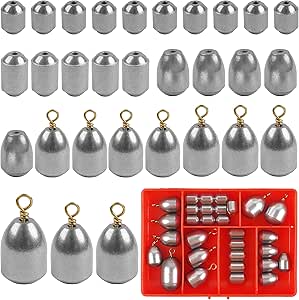 Amazon.com: Iron Fishing Weights Sinkers Kit,30pcs Bass Casting Bell Sinker Egg Sinkers Fishing ...