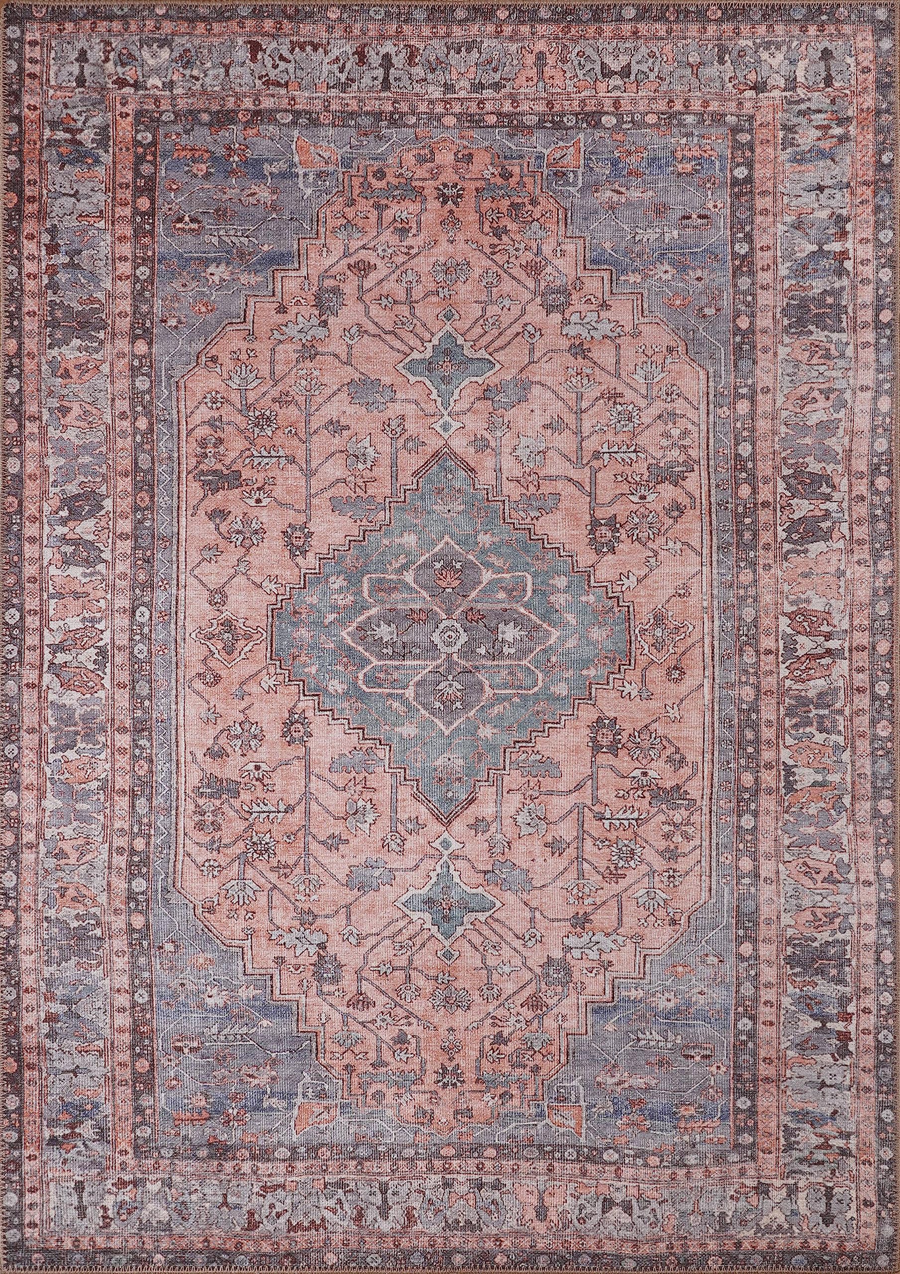 Adiva Rugs Machine Washable Area Rug with Non Slip Backing for Living ...