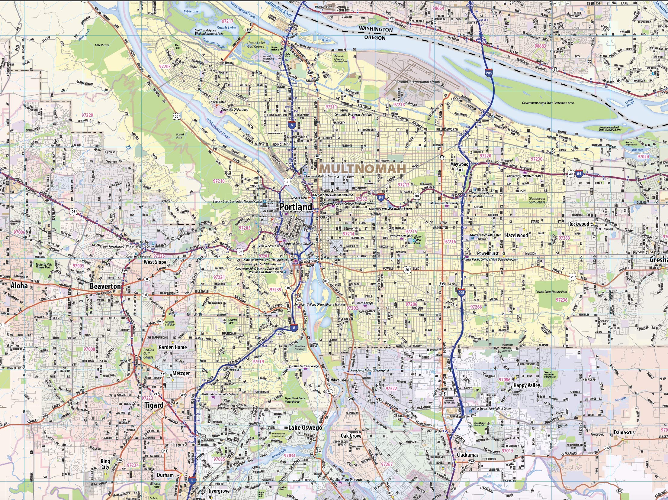 Map Of Greater Portland Oregon