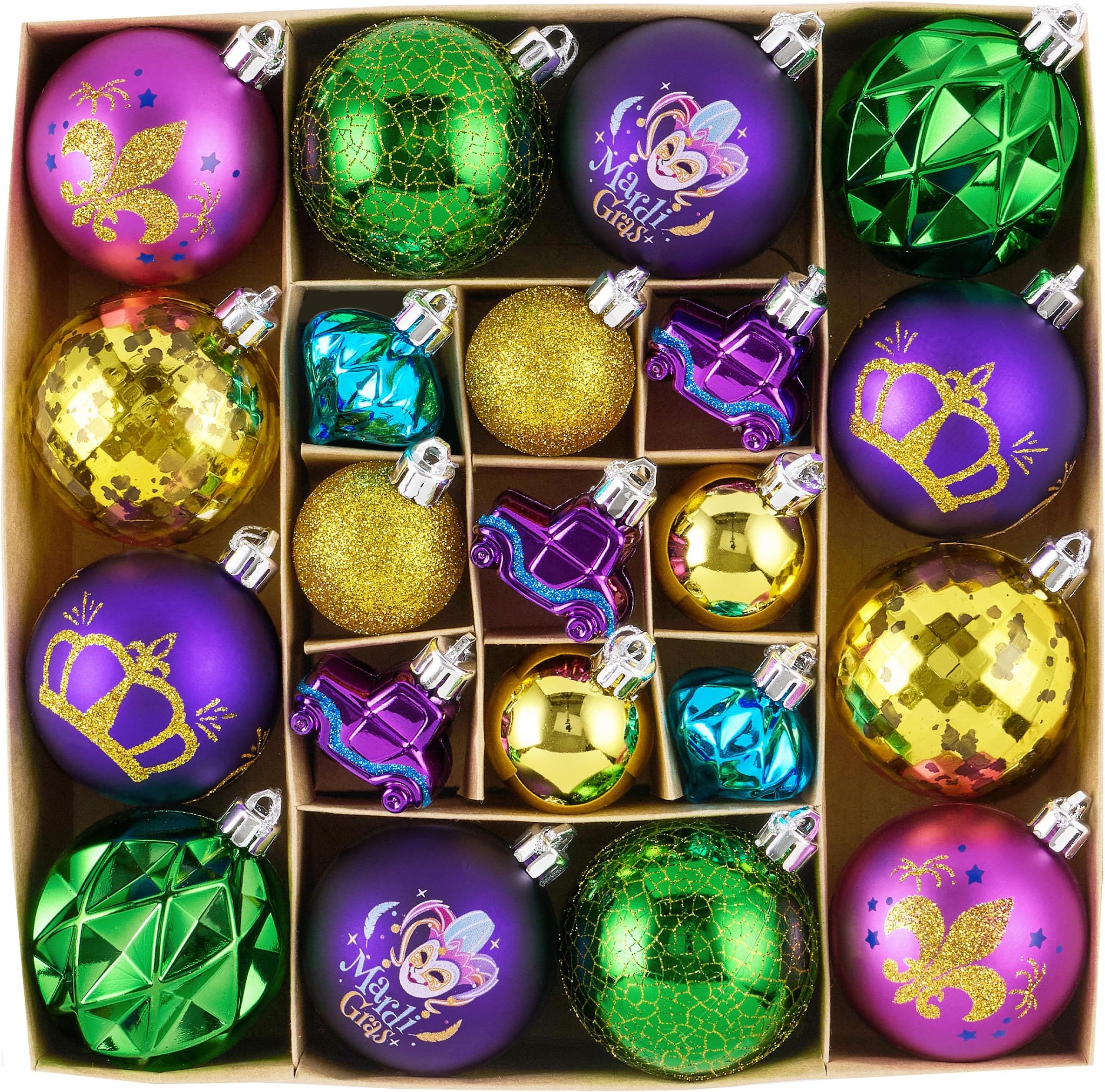 Amazon.com: Chuangdi Mardi Gras Ball Ornaments 2.36 Inches Carnival ...