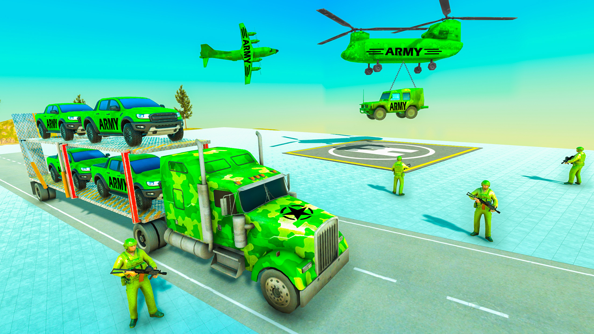 US Army Truck Driving Cargo Plane Transporter 3D Games – Military Train ...