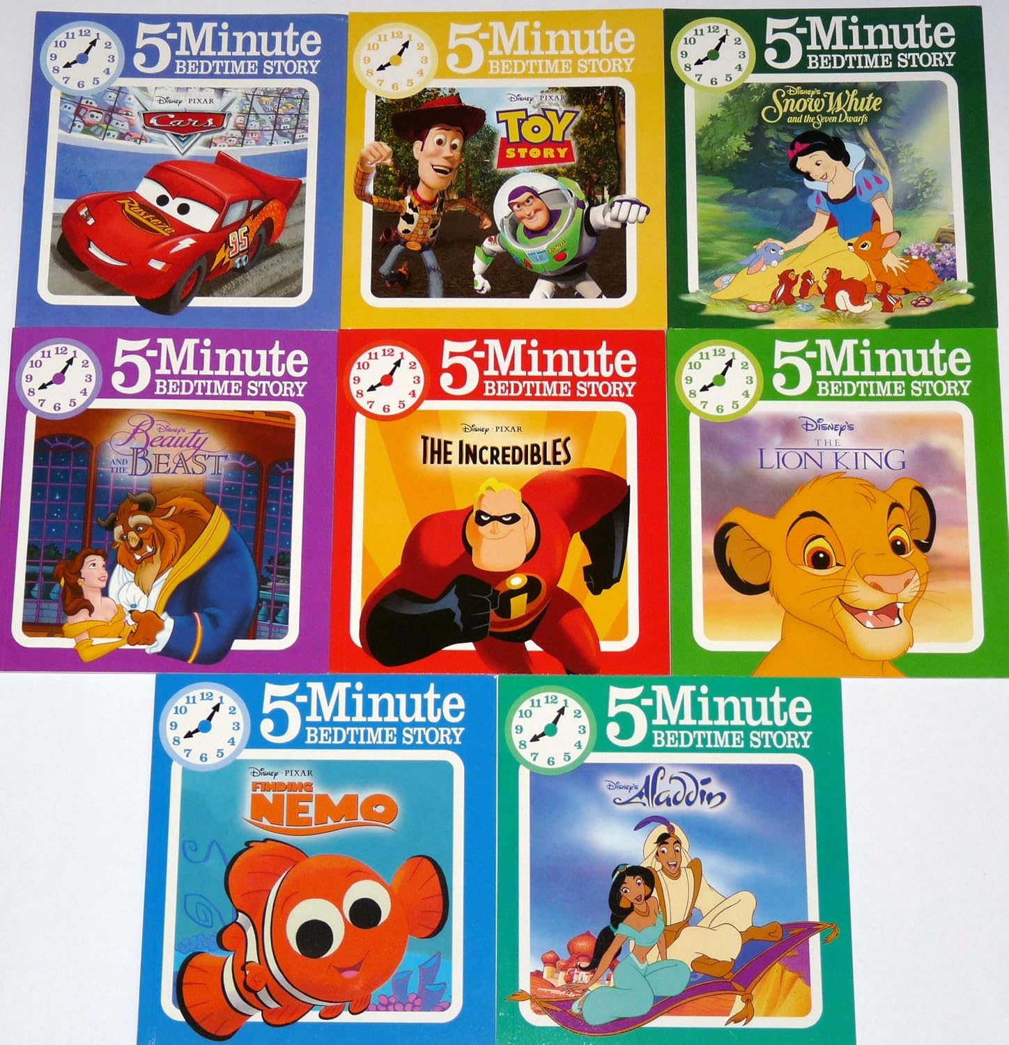 Disney 5-Minute Bedtime Story Set of 8 Books: Finding Nemo, Aladdin ...