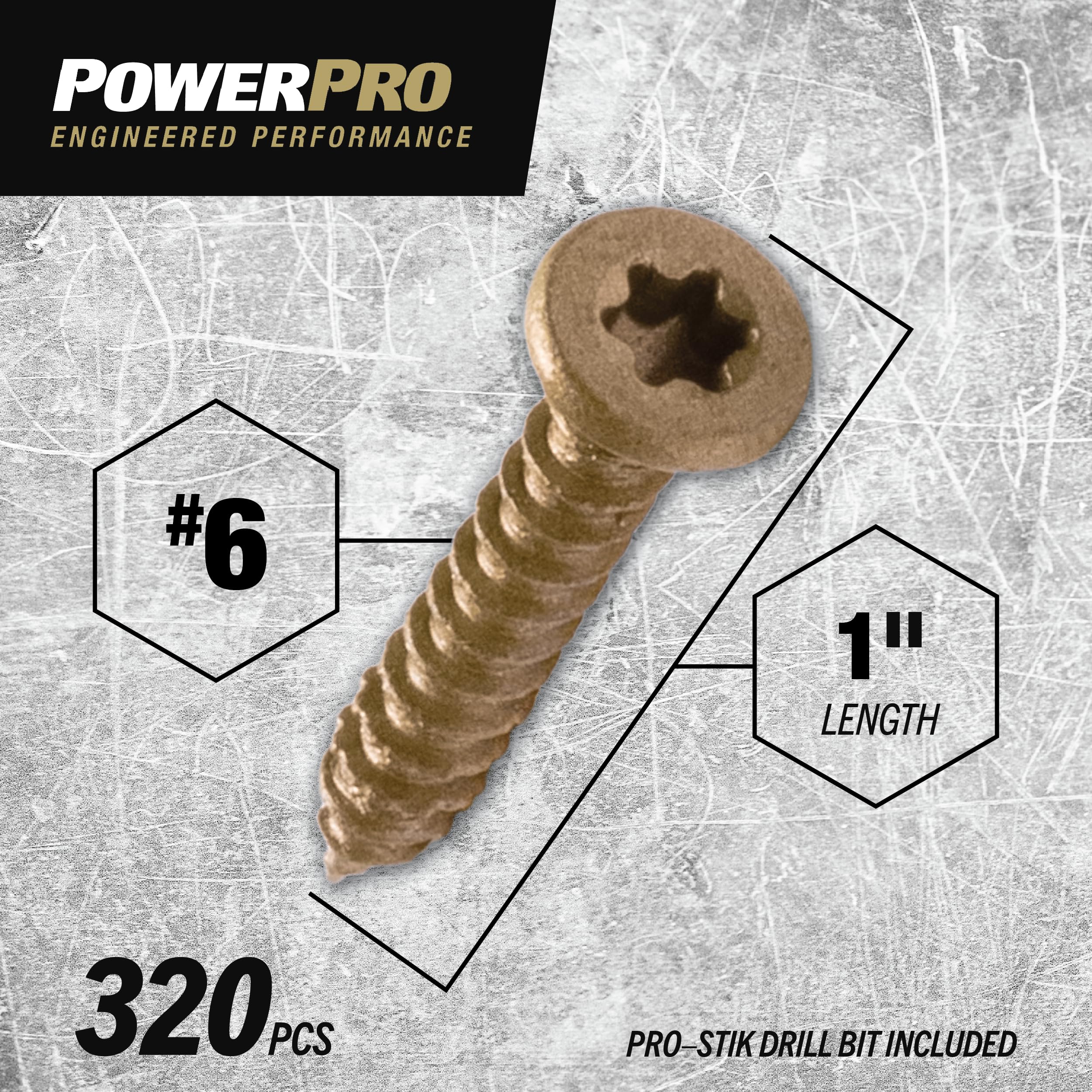 Snapklik.com : Power Pro Multi-Material Flat Head Screws, #6 X 1 Epoxy ...