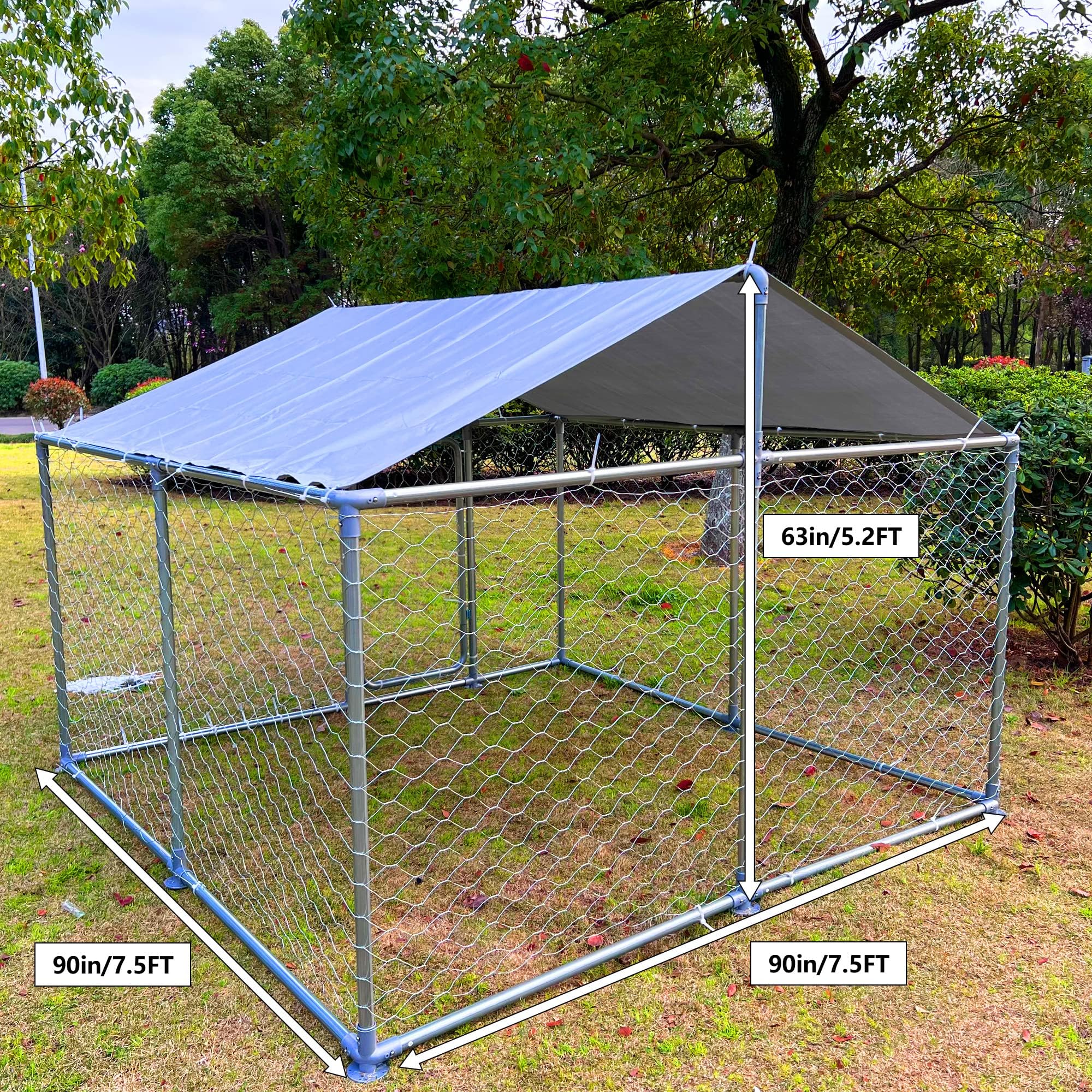 Outdoor Dog Kennel Heavy Duty Dog Run, Anti-Rust Dog Cage with ...