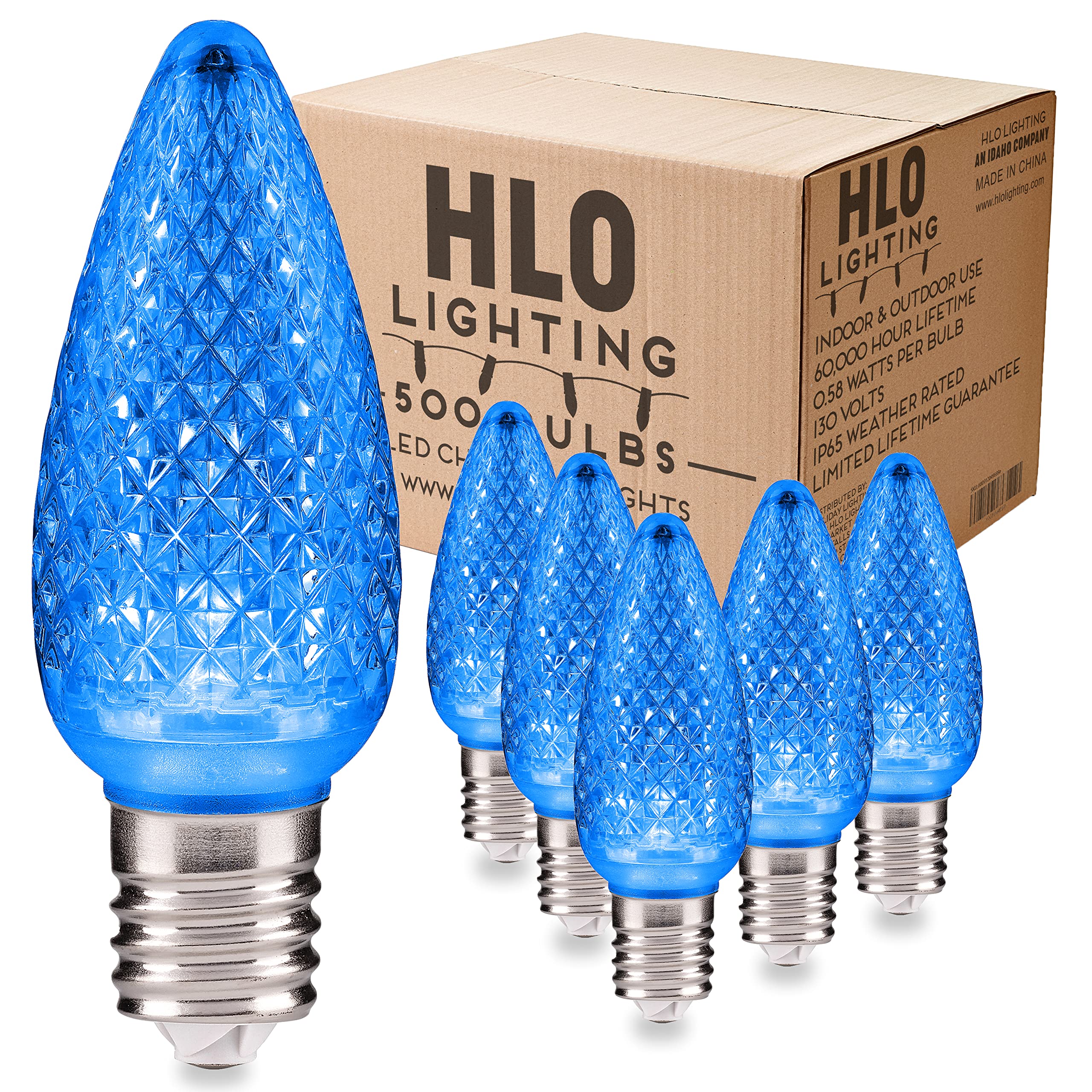 HLO Lighting Set of 500 Blue C9 Christmas Lights | Faceted C9 LED ...