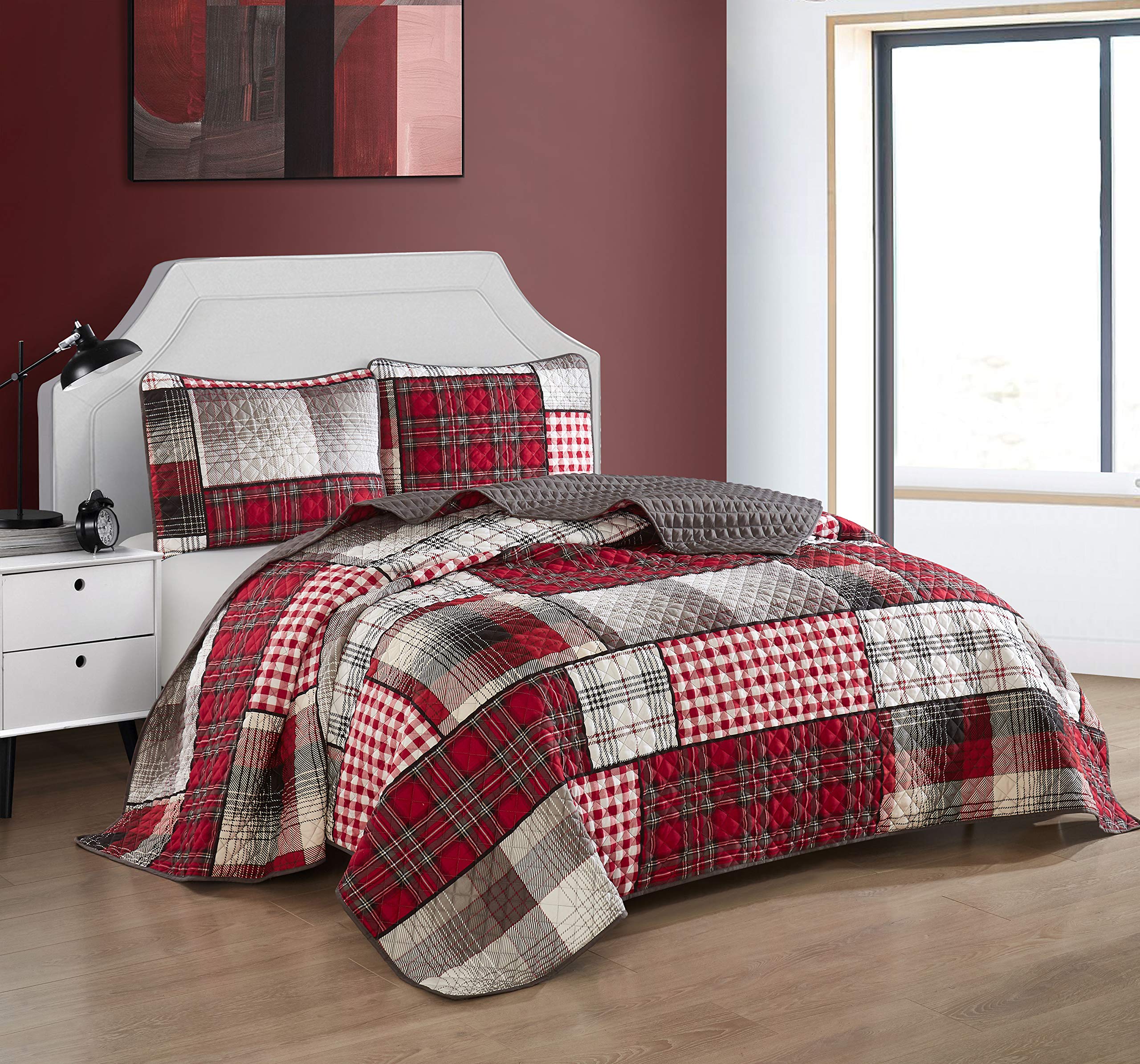Stratford Park Checkered 3-Piece Quilt Bedding Set Multi-Color, King ...