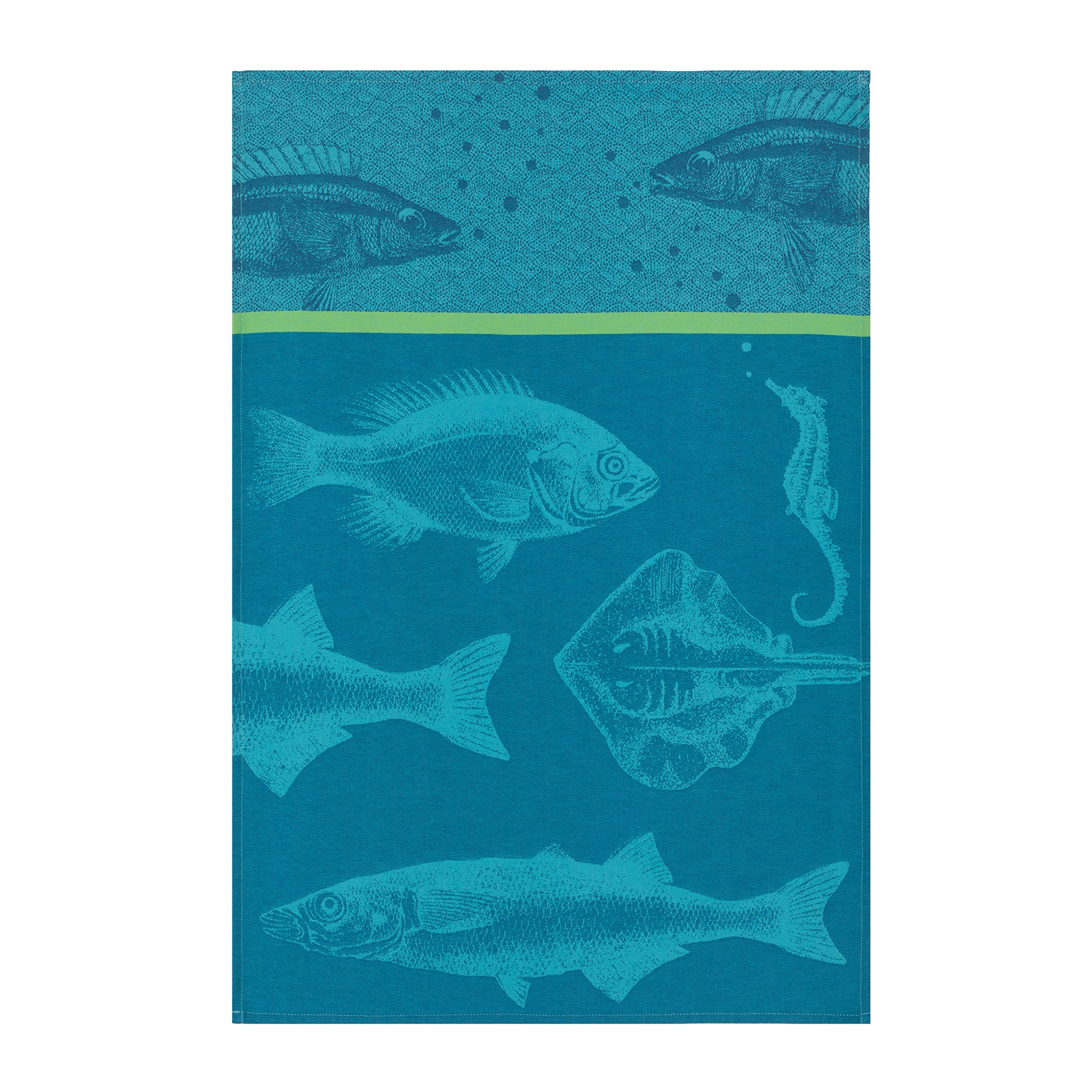 Amazon.com: Coucke French Cotton Jacquard Towel, Banc De Poissons ...