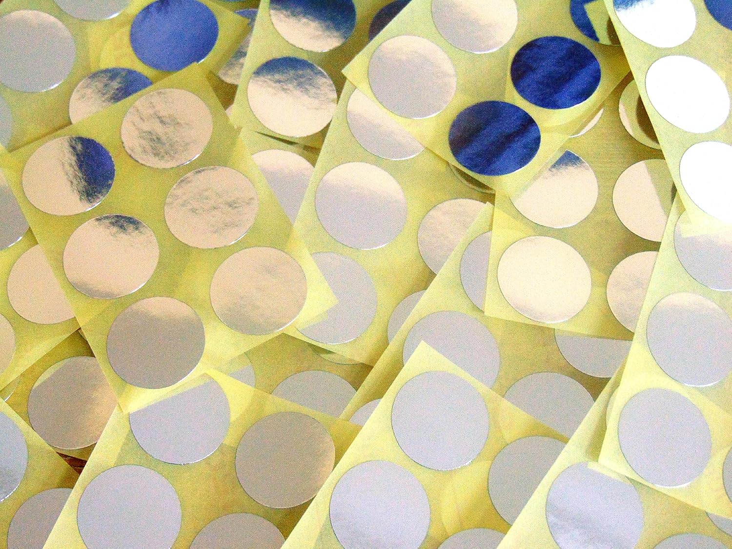 102 Labels, 25mm Diameter Round, Shiny Silver, Colour Code Stickers ...