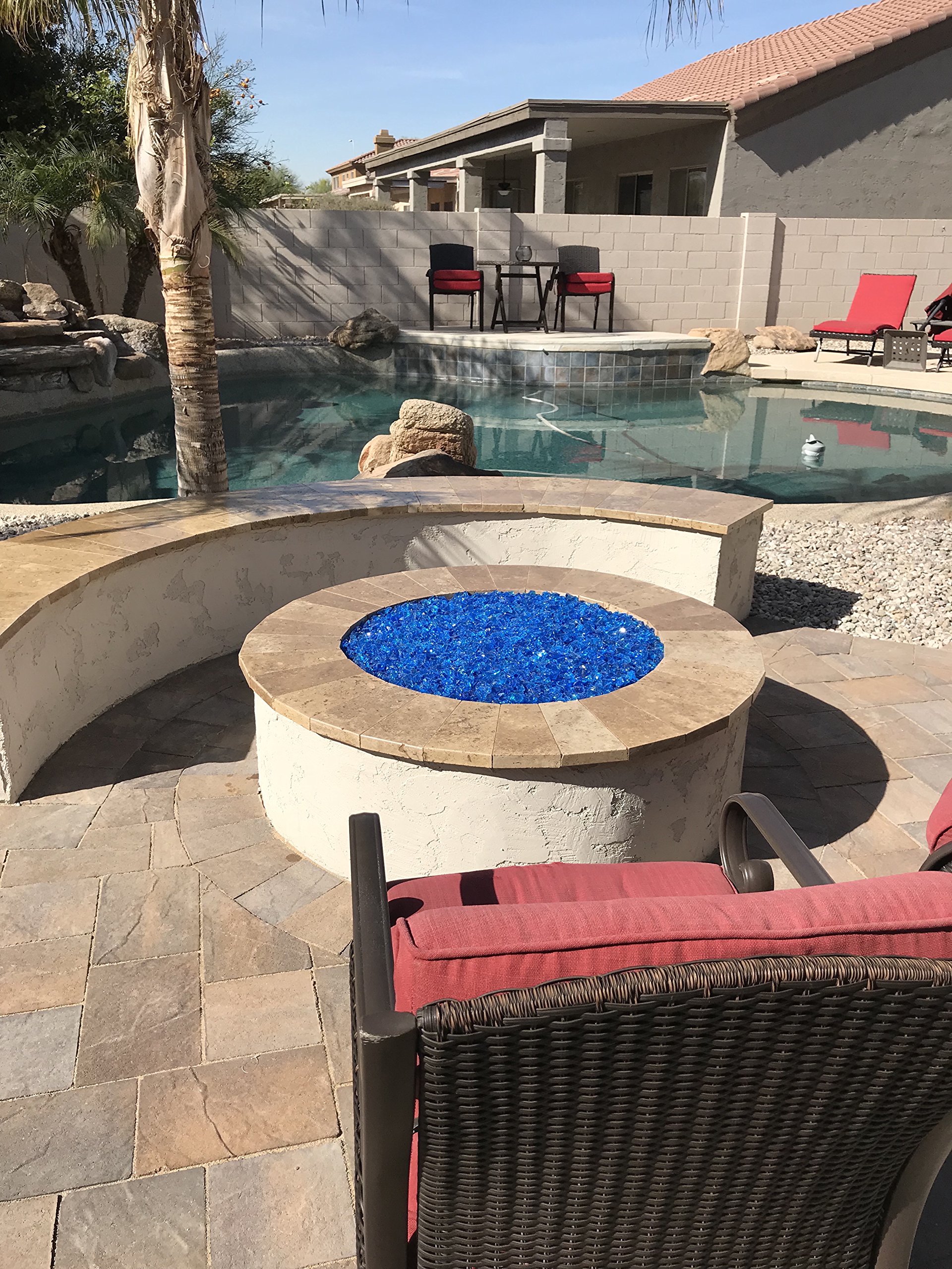 Snapklik.com : Turquoise Large 1/2"-1" Fire Glass Rocks 10lbs