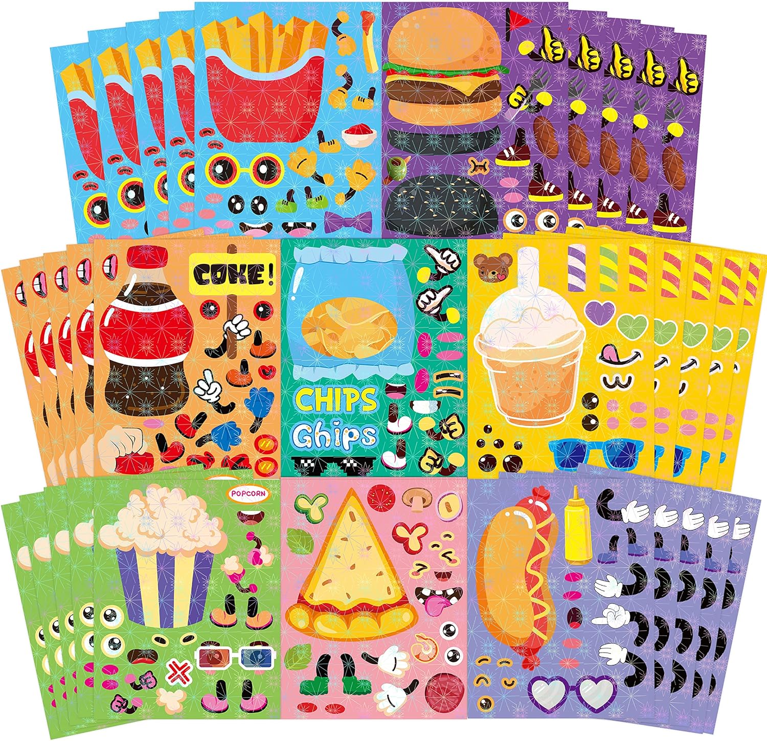 Amazon.com: CY2SIDE 40pcs Make Your Own Junk Food Holographic Stickers ...