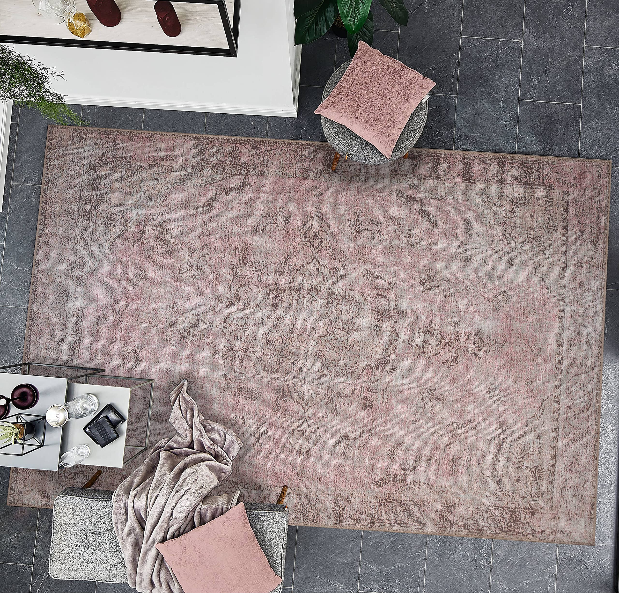 Adiva Rugs Machine Washable Area Rug with Non Slip Backing for Living ...