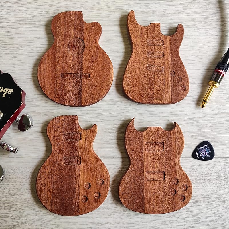 Unique Wooden Guitar Coaster Gift Set of 4 – Handmade in the UK ...