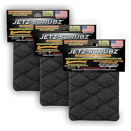Amazon.com: Jetz-Scrubz Scrubber Sponge, Rectangular, Set of 3, Made in ...