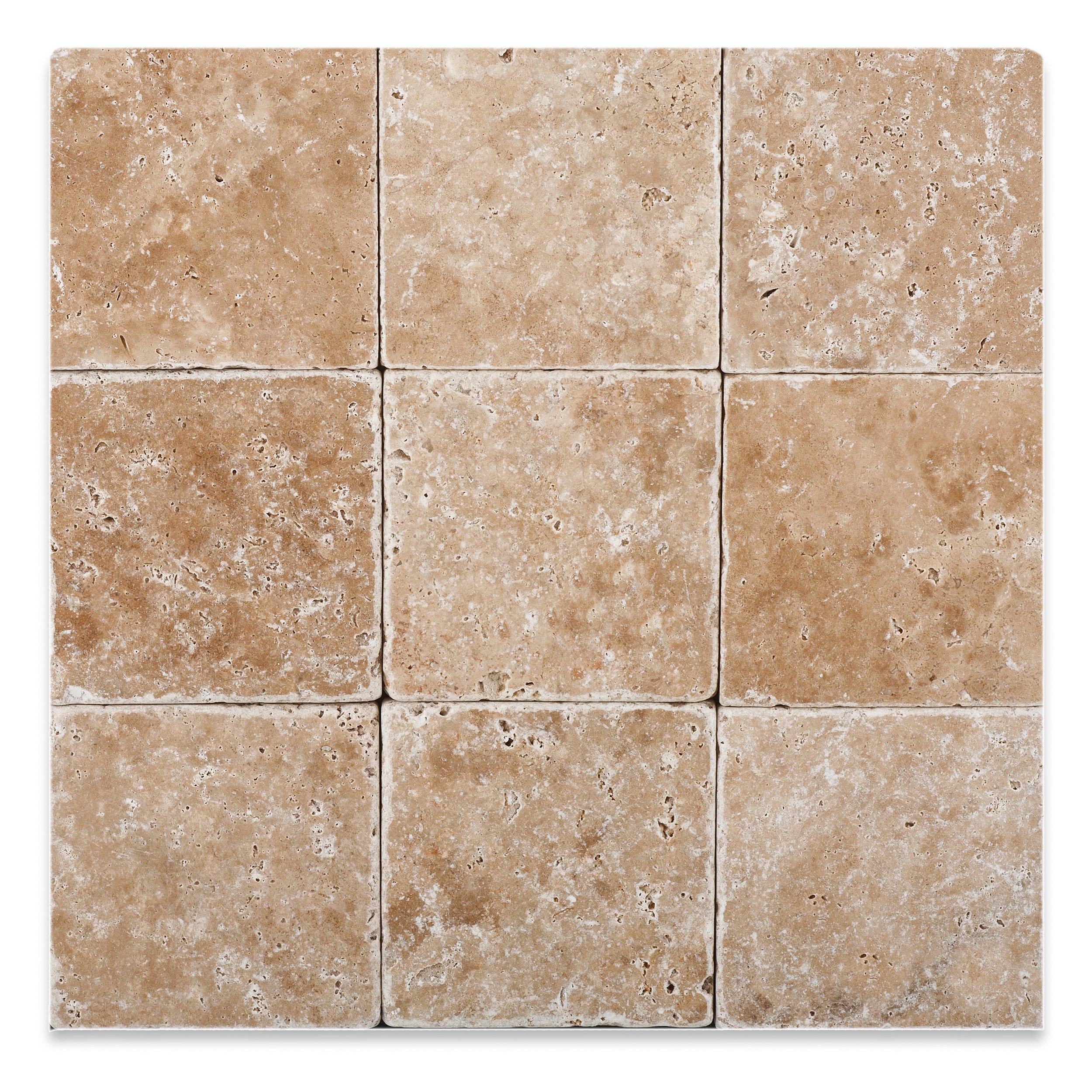 Walnut Travertine 4 X 4 Field Tile, Tumbled - Box of 5 sq. ft. - Marble ...