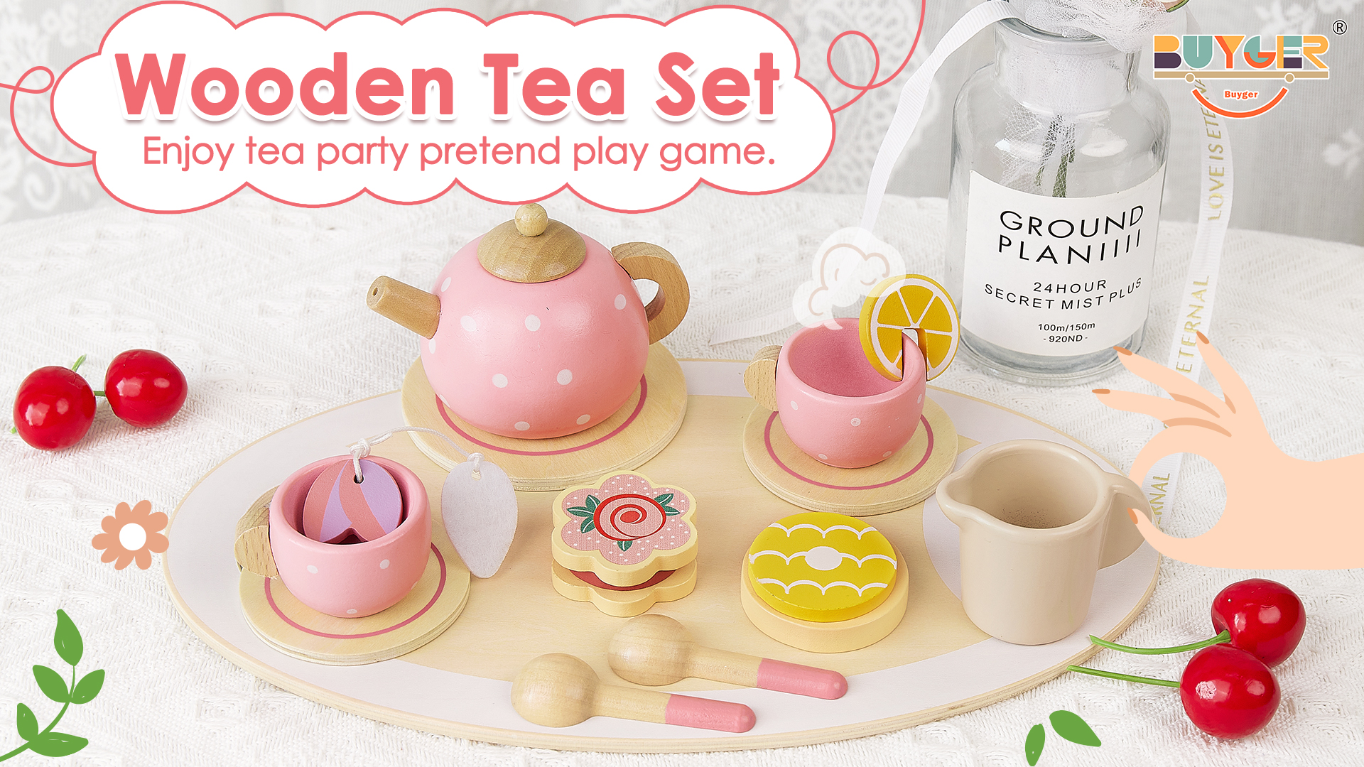 Wooden Tea Set Bee Smart 17 Piece – Pretend Play Tea Party For Kids ...