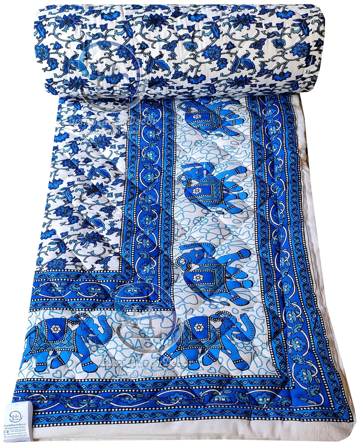 Buy HASHIREX 210 TC Single Bed Jaipuri Razai Reversible Cotton Blanket ...